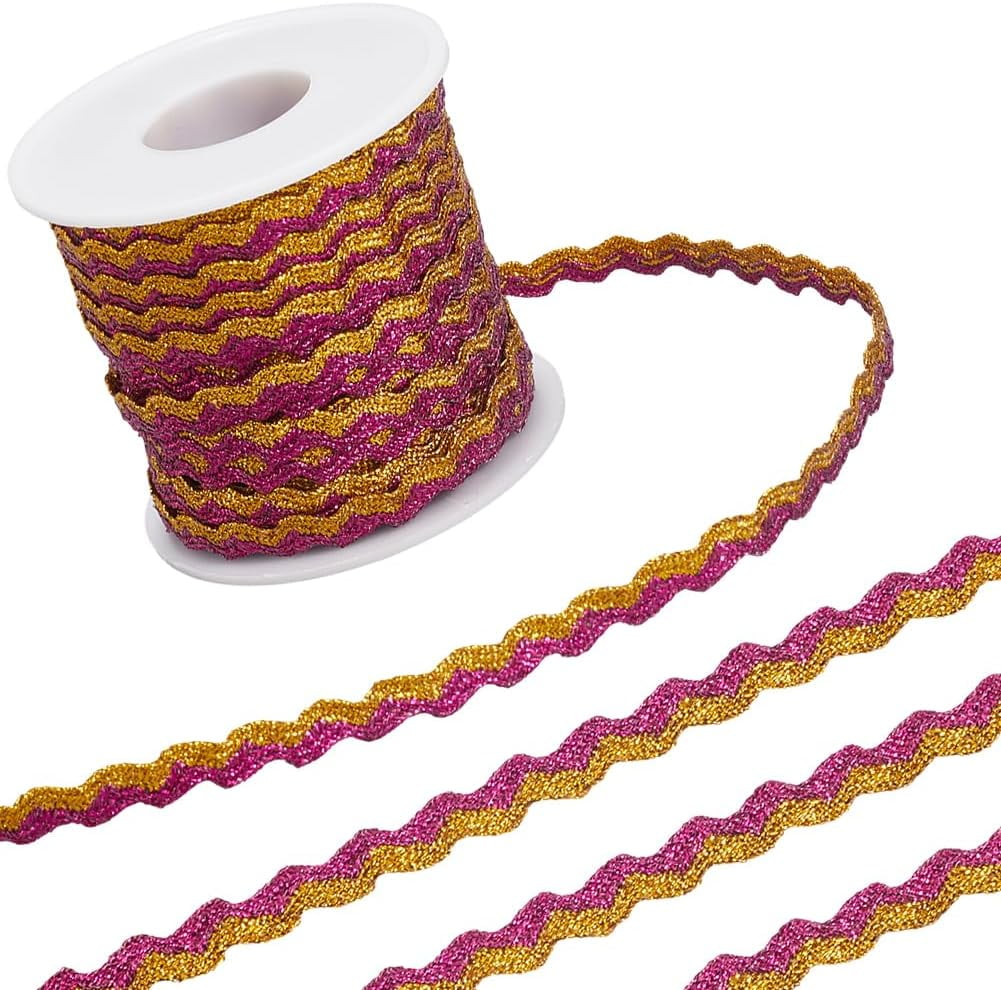 17m x 7mm Metallic RIC Rac Trim Wavy Bending Ribbon Two Tone Rick Rack ...