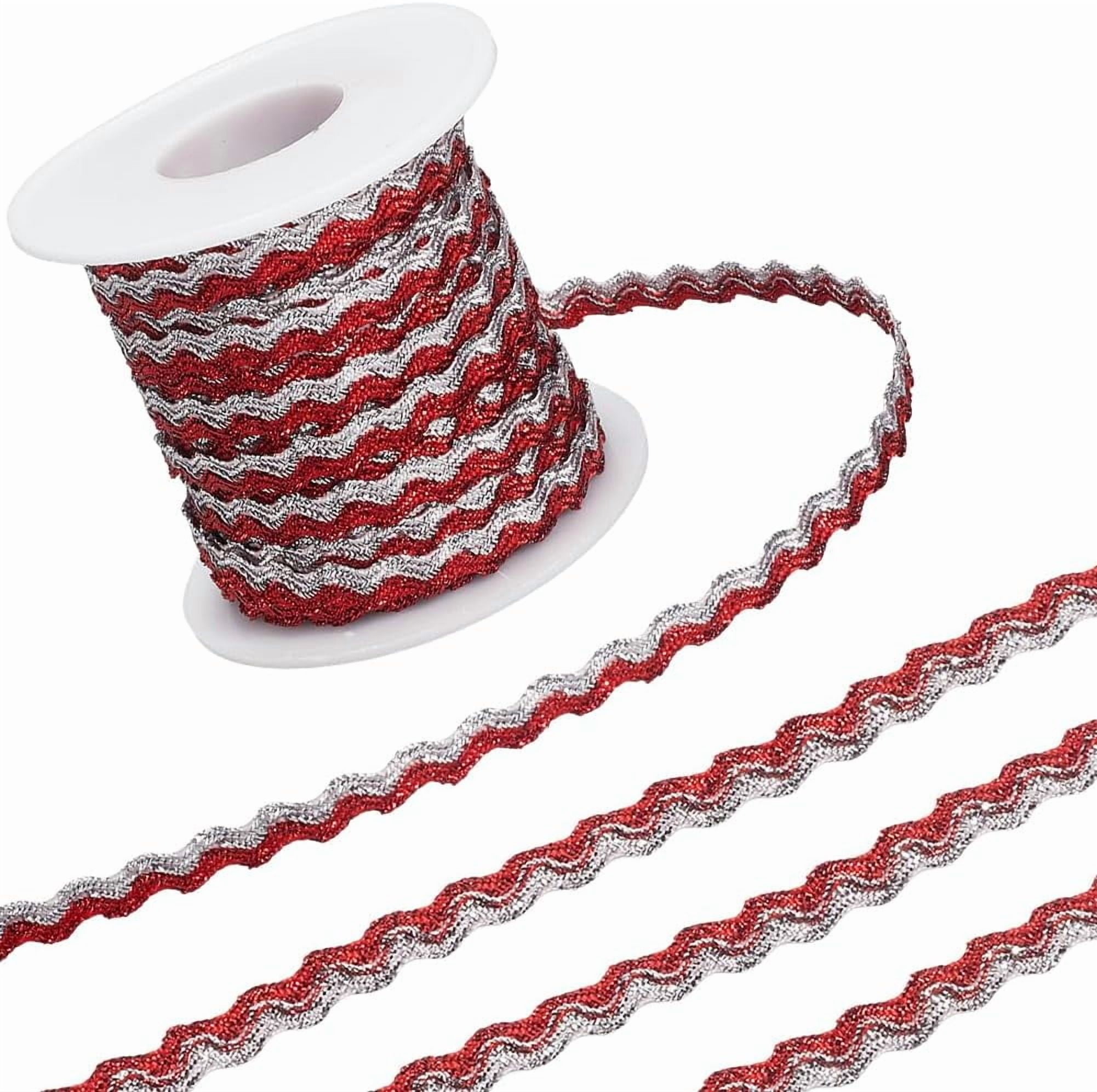 17m x 7mm Wave Bending Fringe Trim Two Tone Wavy Ribbon Metallic Rick ...