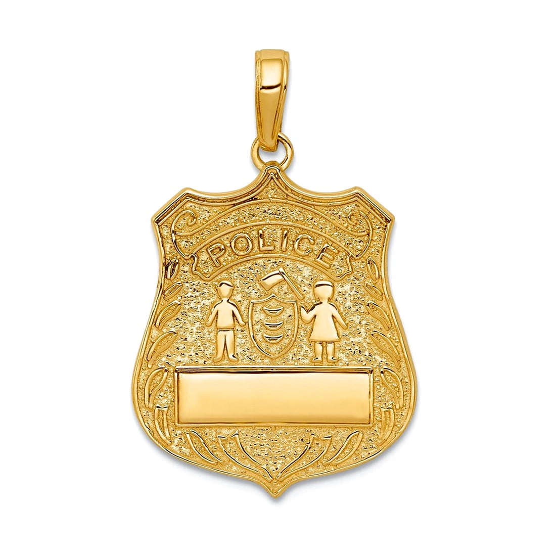 17mm 10k Solid Yellow Gold Large Police Badge Pendant Necklace-Pendant ...