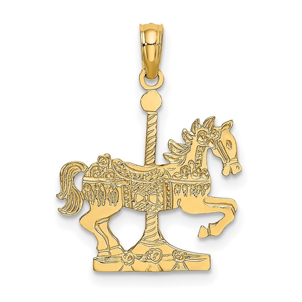 17mm 14k Gold Carousel Horse Charm Pendant Necklace for Women - Walmart.com