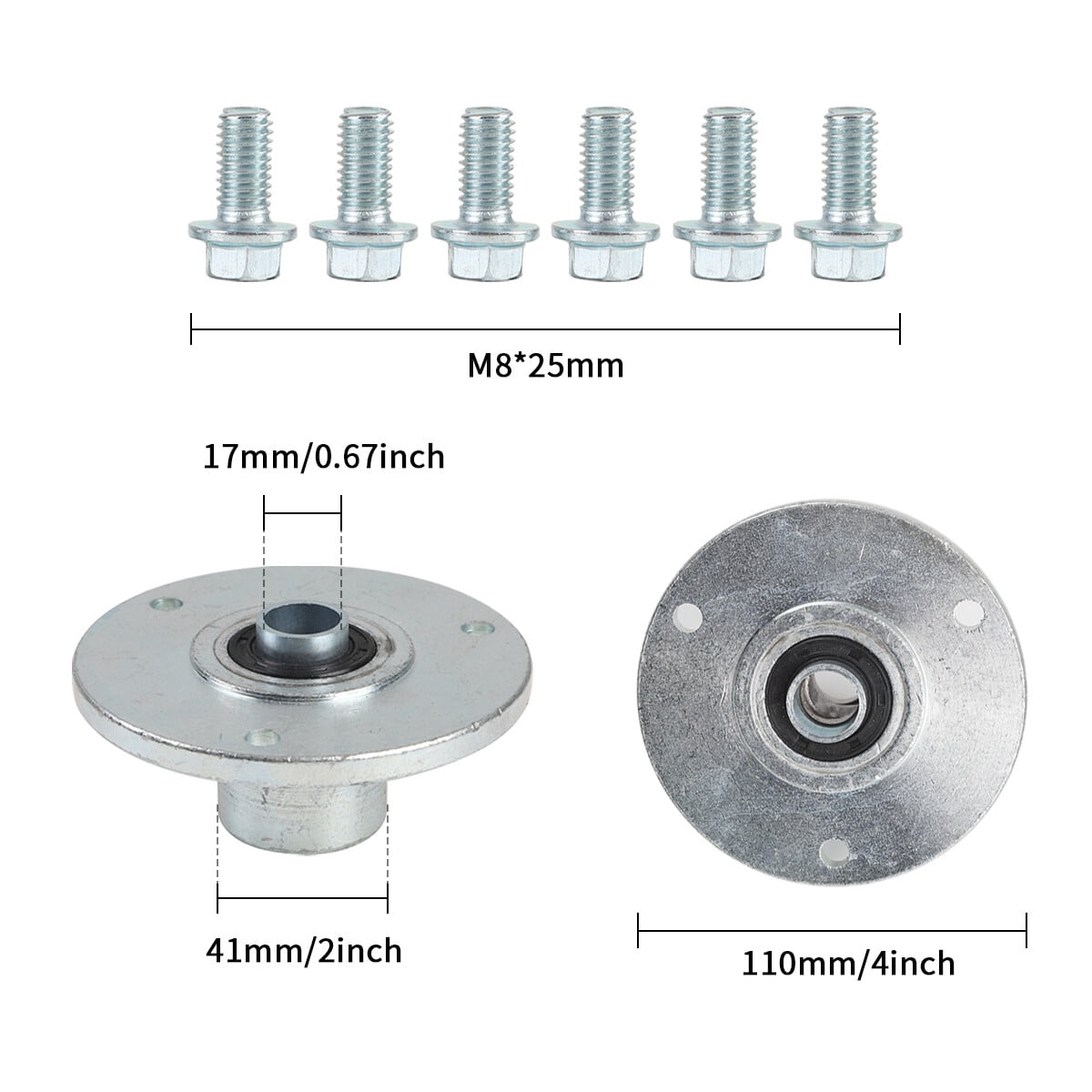 17mm Bearing 3 Stud Front Wheel Hub 78mm Space Go Kart ATV Quad Buggy 6 ...