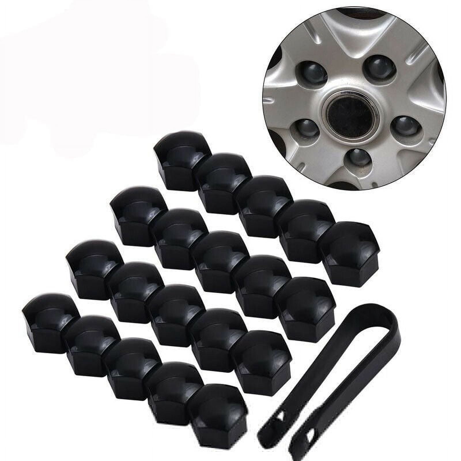 17mm GLOSS BLACK ALLOY WHEEL NUT BOLT COVERS CAP SET FOR ANY CAR ...