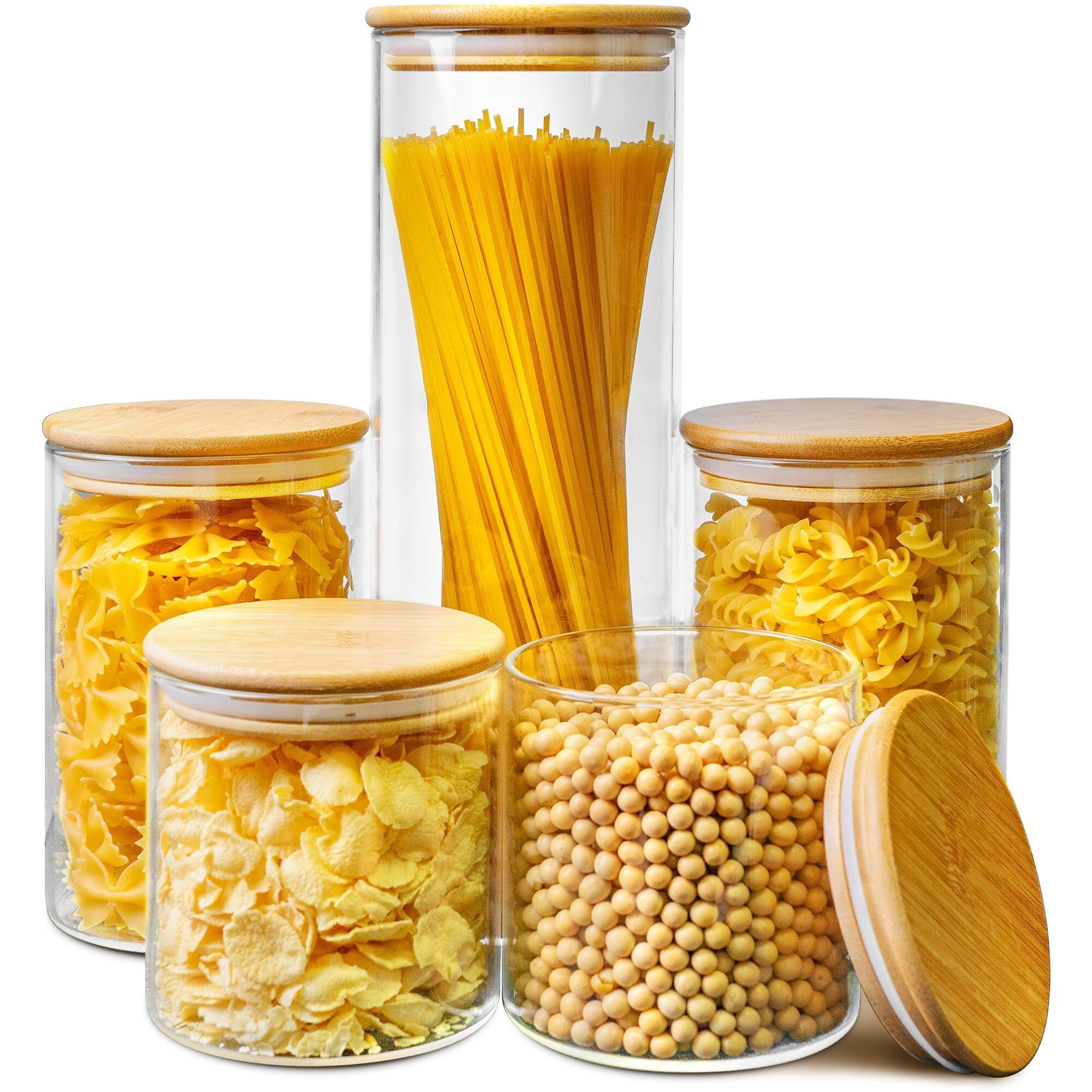 17oz - 4 Pack Glass Jars with Bamboo Lids, Glass Food Storage ...