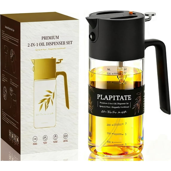 17oz/500ml Premium Olive Oil Sprayer for Cooking, 2 in 1 Glass Olive ...