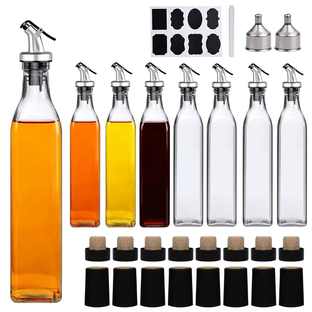 17oz BPA Free Plastic Spout Oil & Vinegar Dispensing Bottles 8 Pack ...