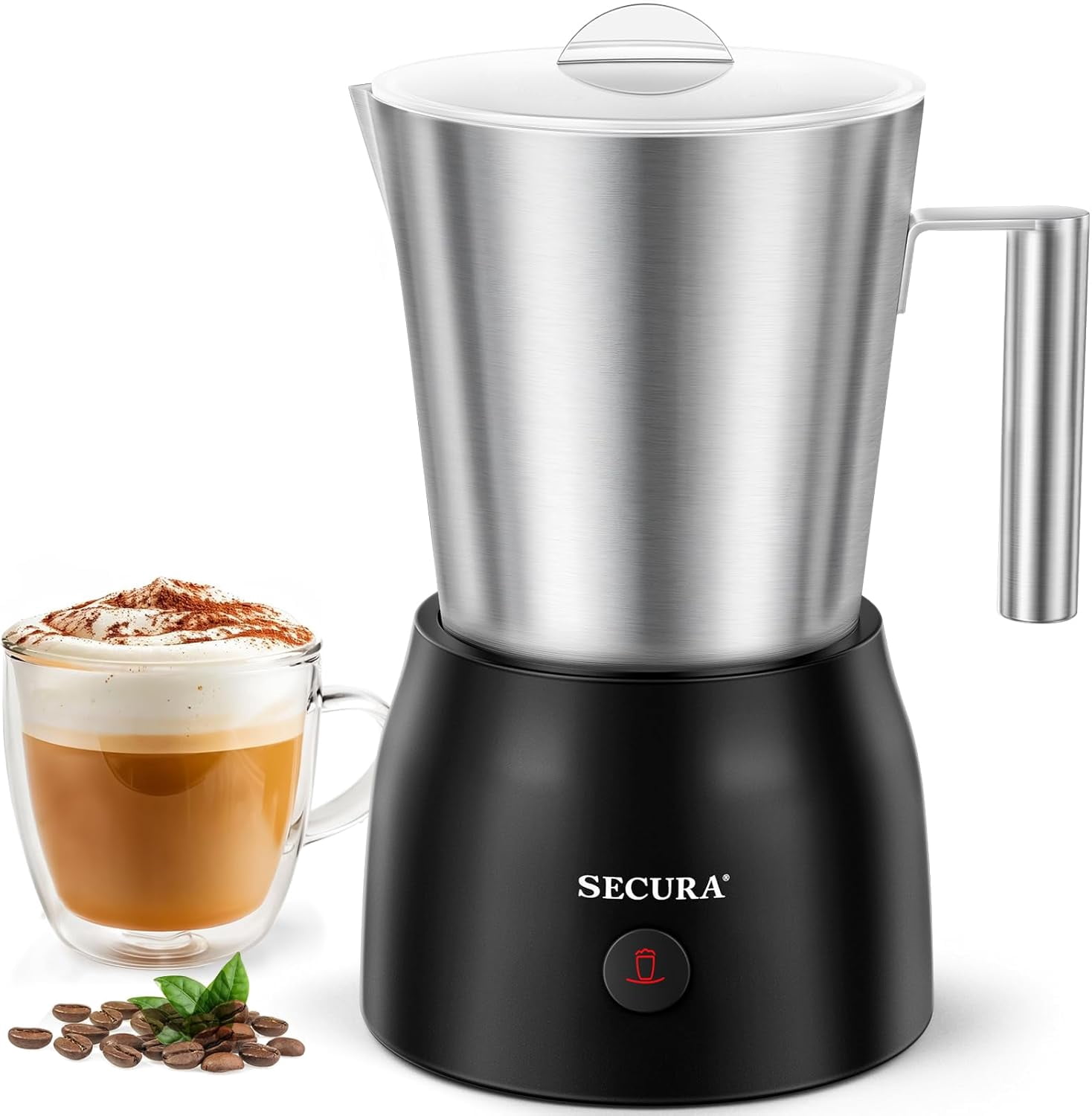 17oz Electric Milk Frother and Steamer, Stainless Steel Detachable Jug ...