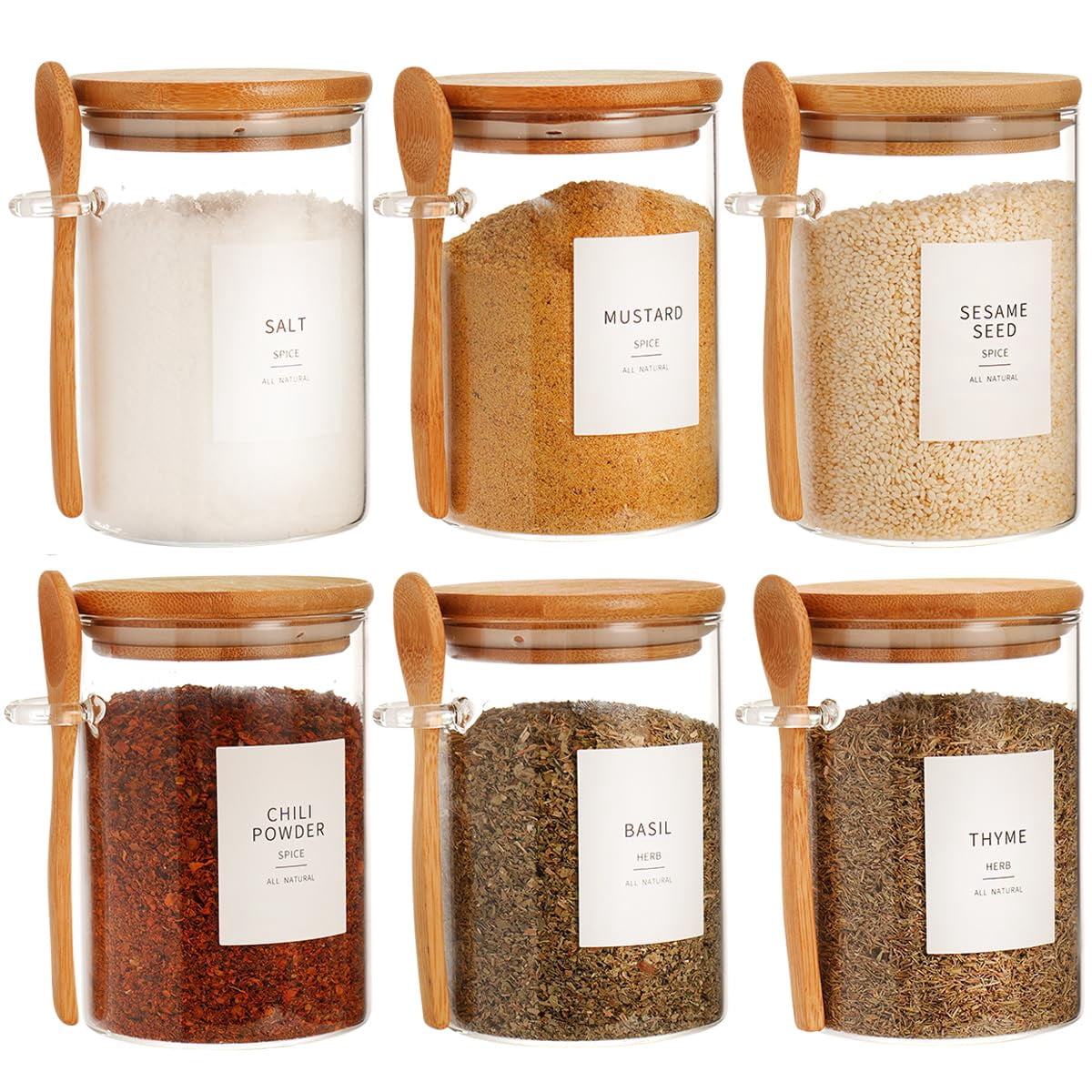 17oz Glass Food Storage Jars with Lids, Spoons and Preprinted Labels ...