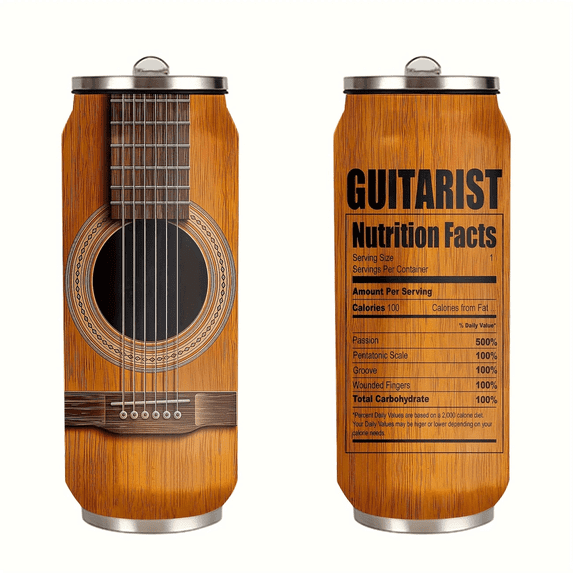17oz Guitarist Tumbler - Stainless Steel Insulated Cup with Straw Lid ...