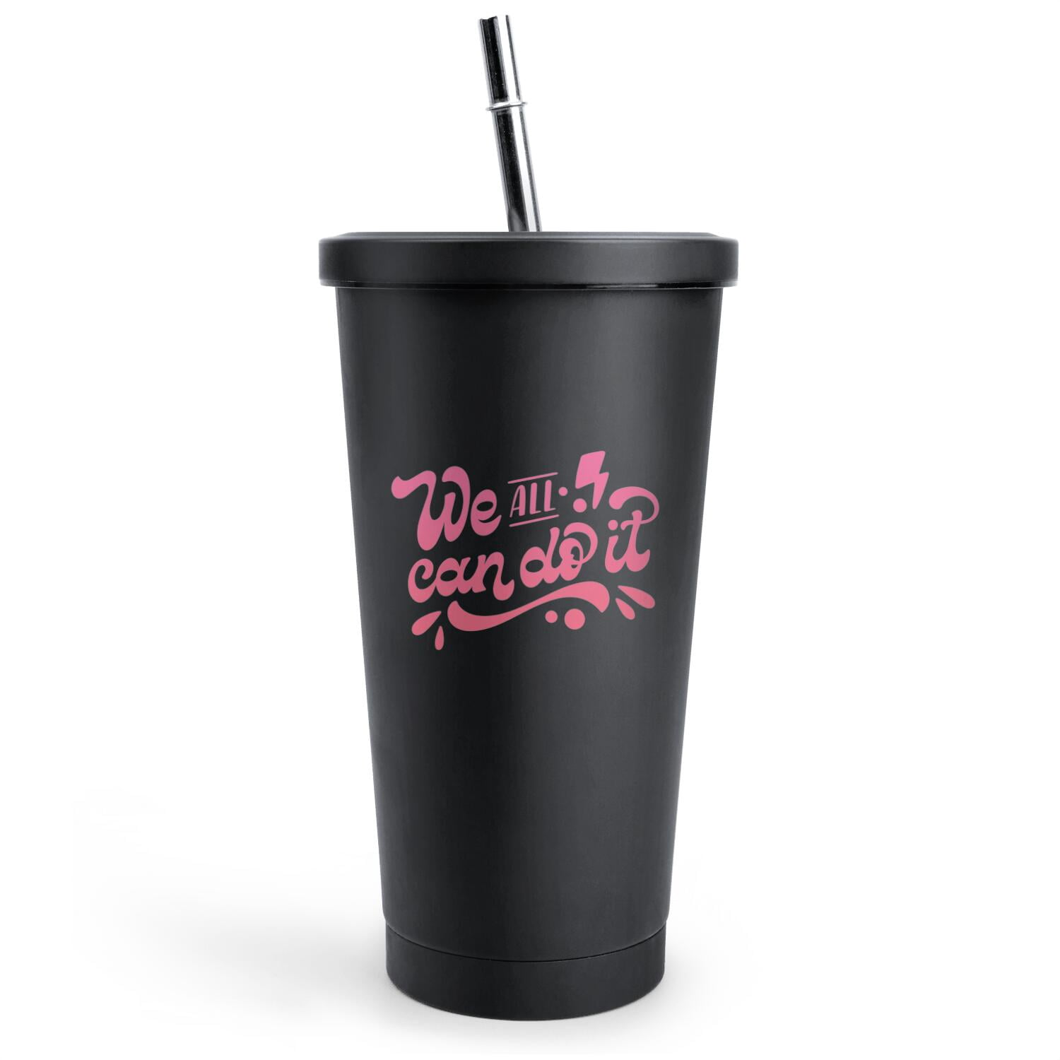 17oz Insulated Stainless Steel Tumbler with Lid and Telescopic Straw ...