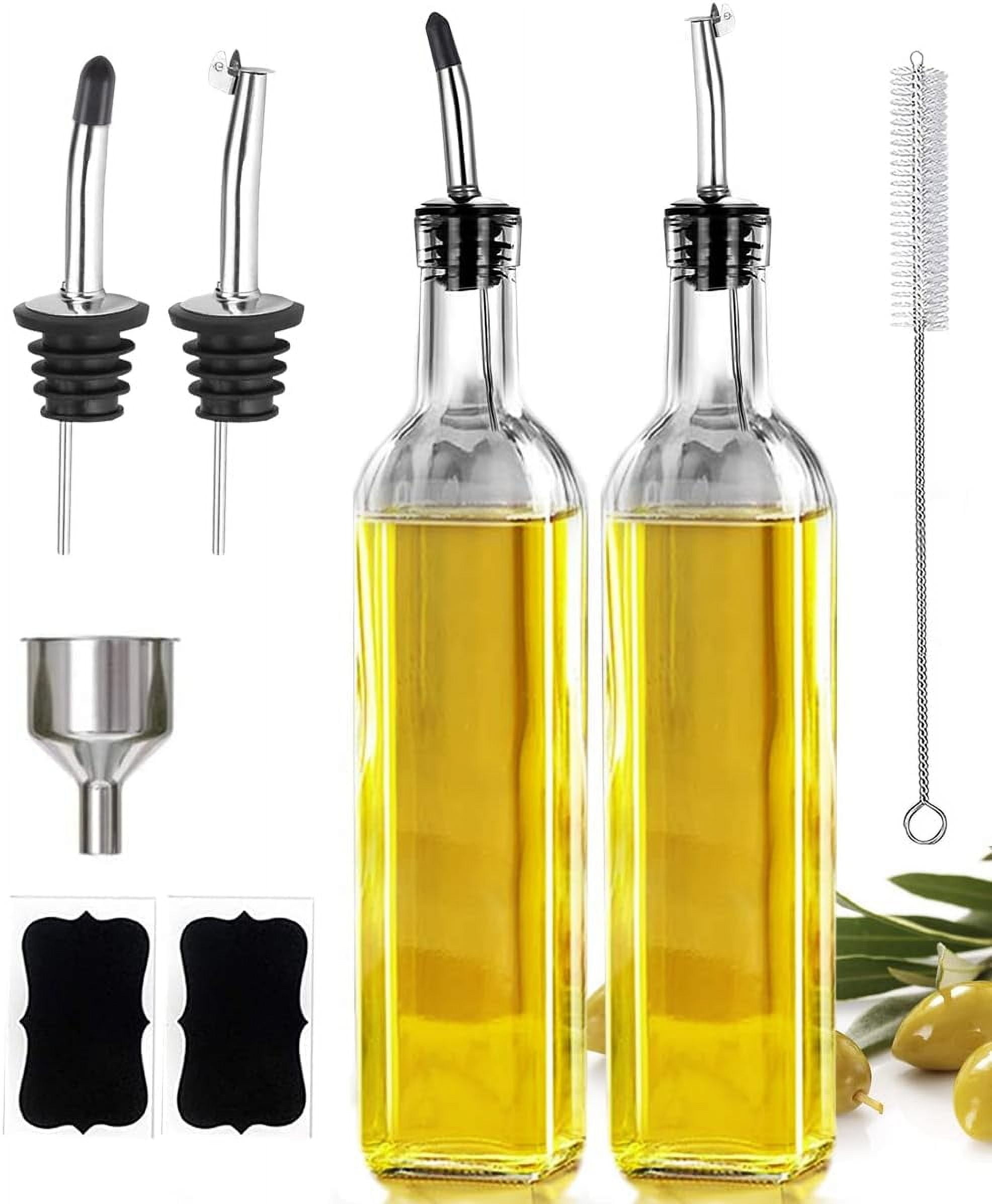 17oz Olive Oil Dispenser Bottle, 500ml Oil & Vinegar Cruet with 2 ...