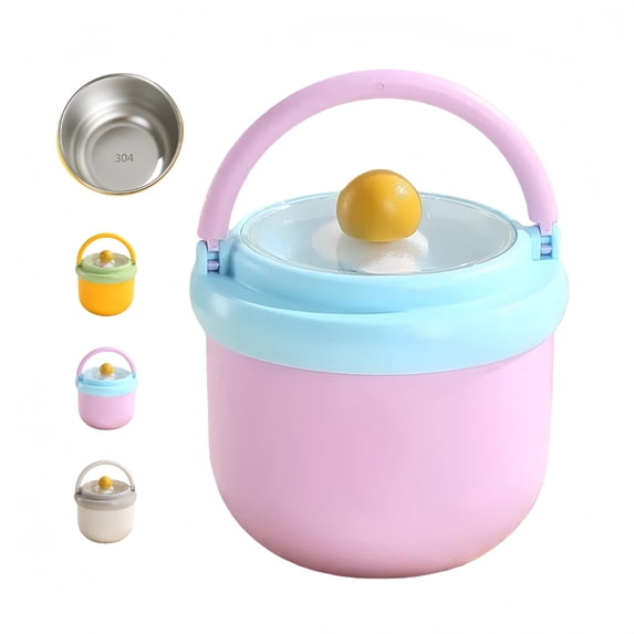 17oz Portable Lunch Food Jar with Handle, 304 Stainless Steel Container ...
