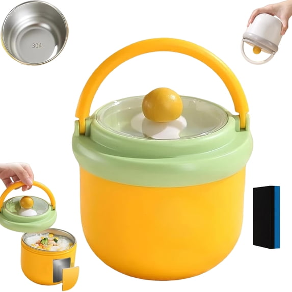 17oz Portable Lunch Food Jar with Handle, 304 Stainless Steel Leak ...