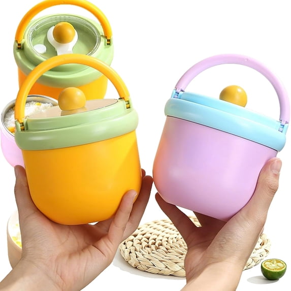 17oz Portable Lunch Food Jar with Handle, 304 Stainless Steel Leak ...