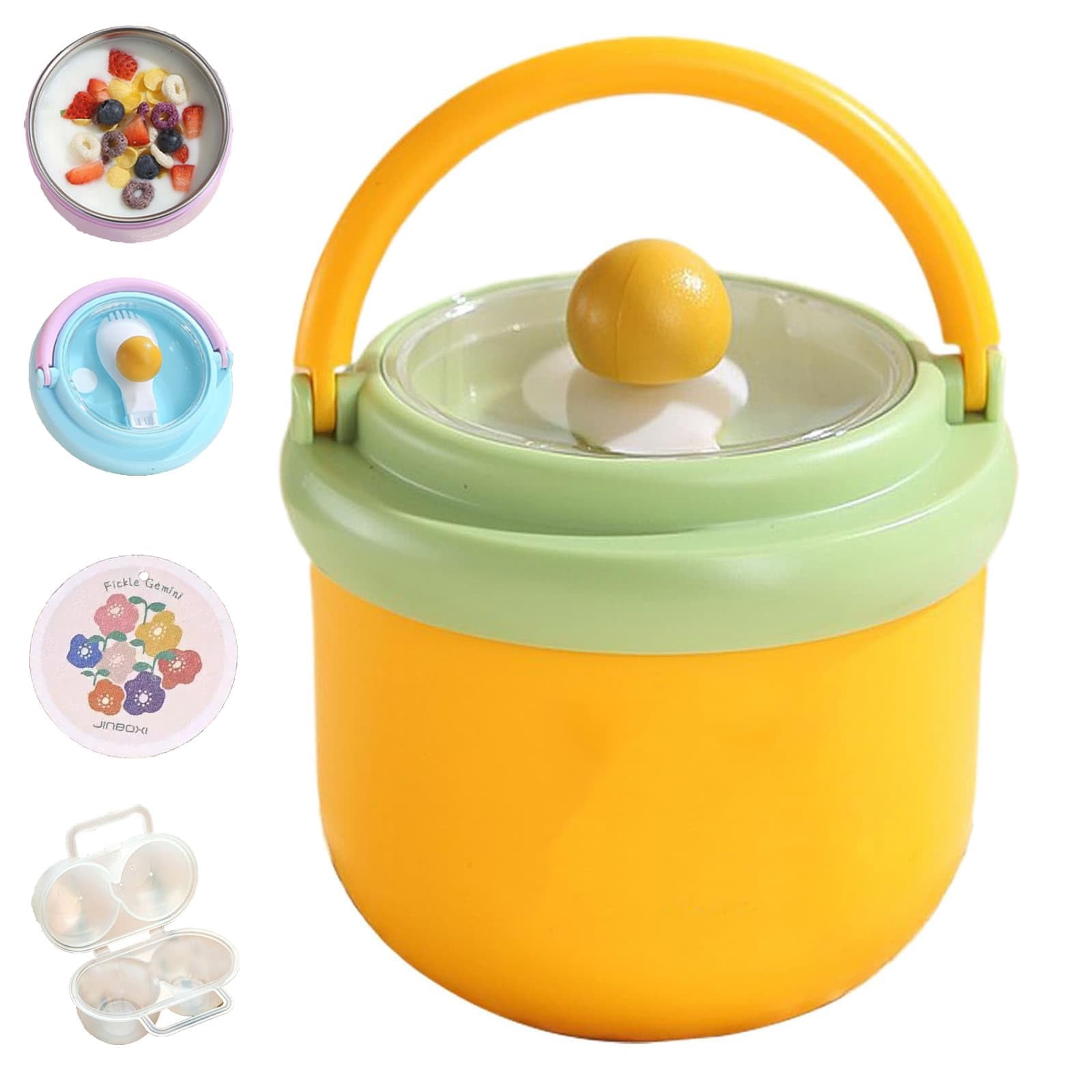 17oz Portable Lunch Food Jar with Handle, Leakproof 304 Stainless Steel ...