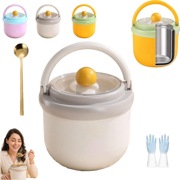 17oz Portable Lunch Food Jar with Handle, SUS 304 Stainless Steel ...
