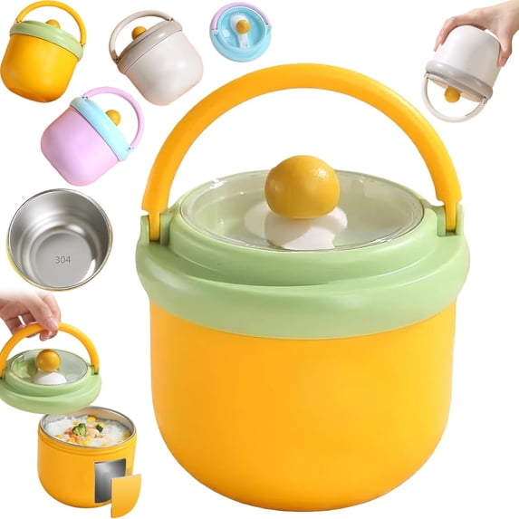 17oz Portable Lunch Food Jar with Handle,SUS 304 Stainless Steel Leak ...