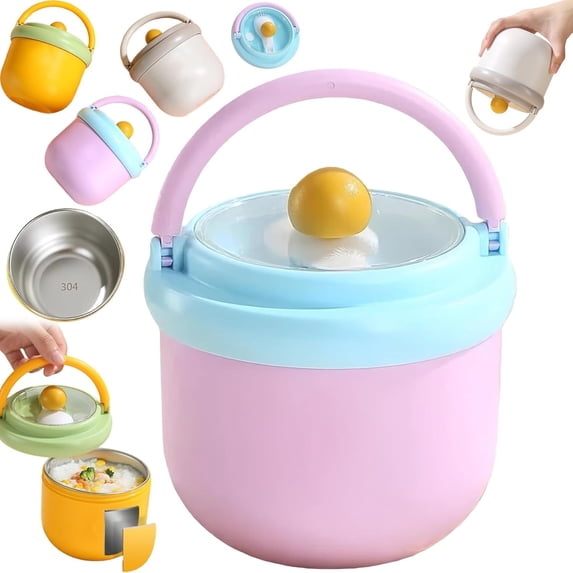 17oz Portable Lunch Food Jar with Handle,SUS 304 Stainless Steel Leak ...