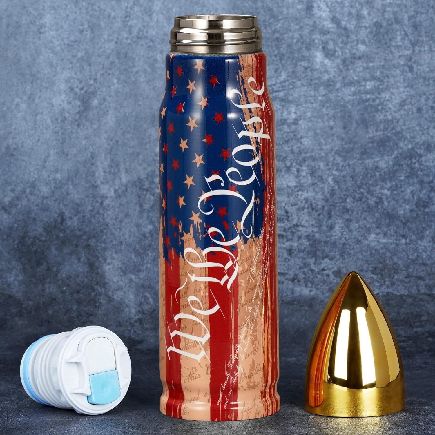 17oz Stainless Steel WE THE PEOPLE USA Flag Bullet Water Bottle ...