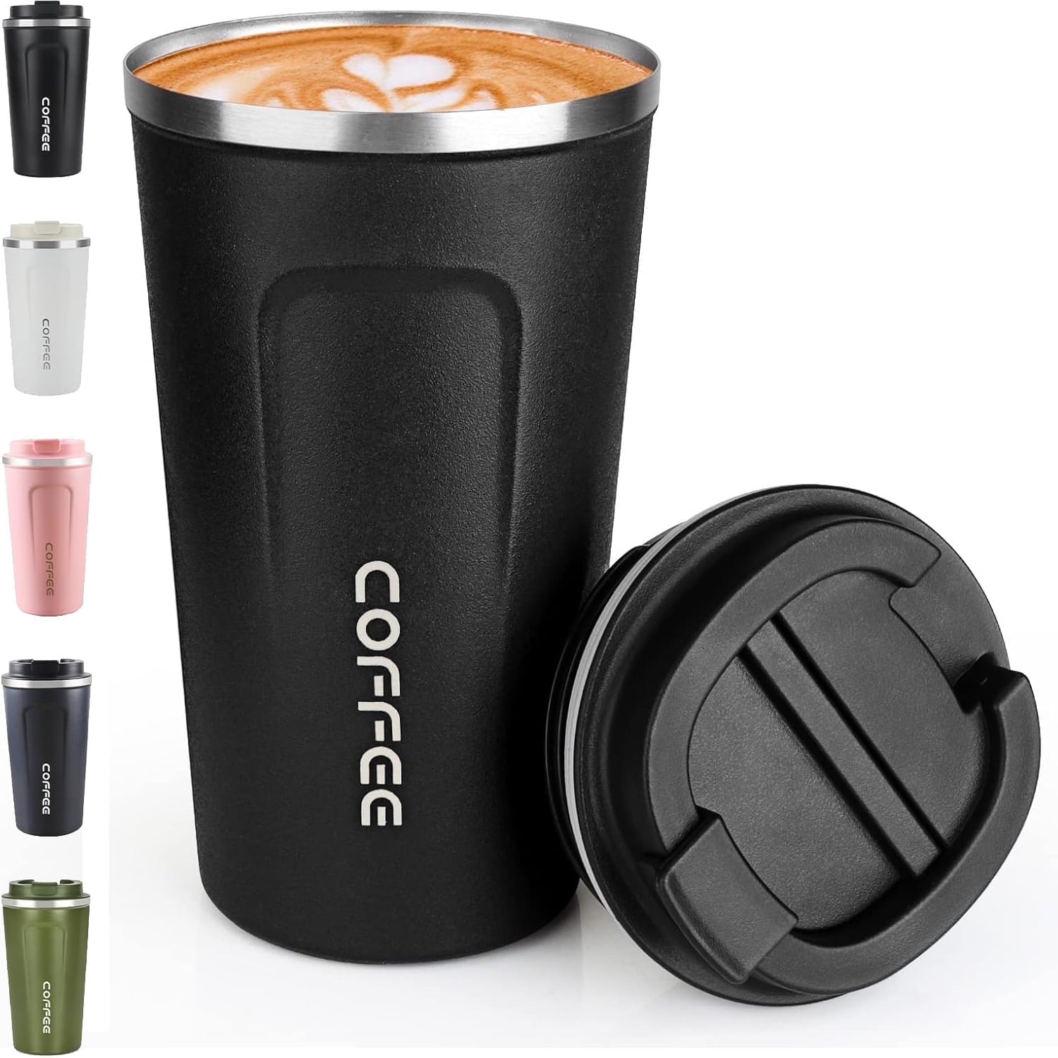 17oz Stainless Steel Vacuum Insulated Tumbler - Coffee Travel Mug Spill ...