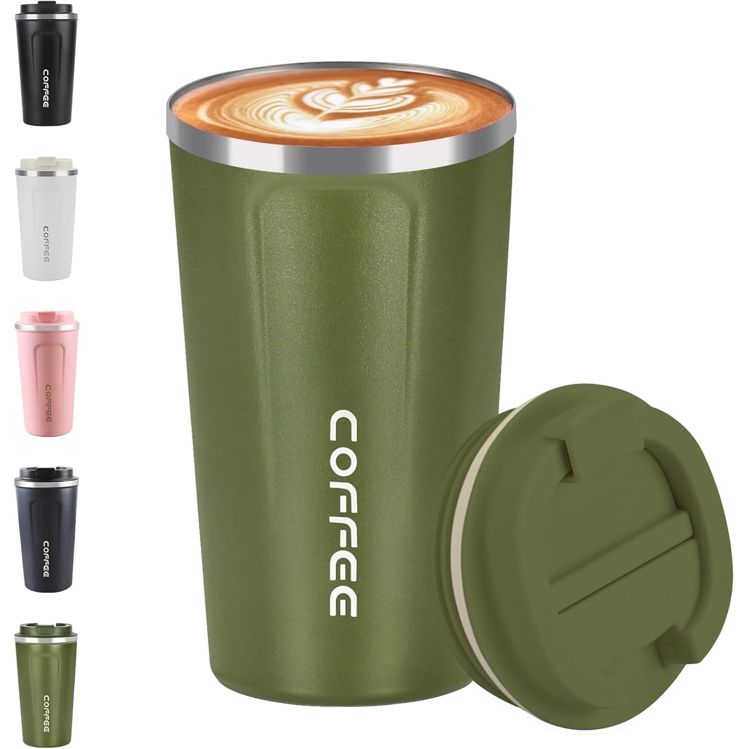 17oz Stainless Steel Vacuum Insulated Tumbler - Coffee Travel Mug Spill ...