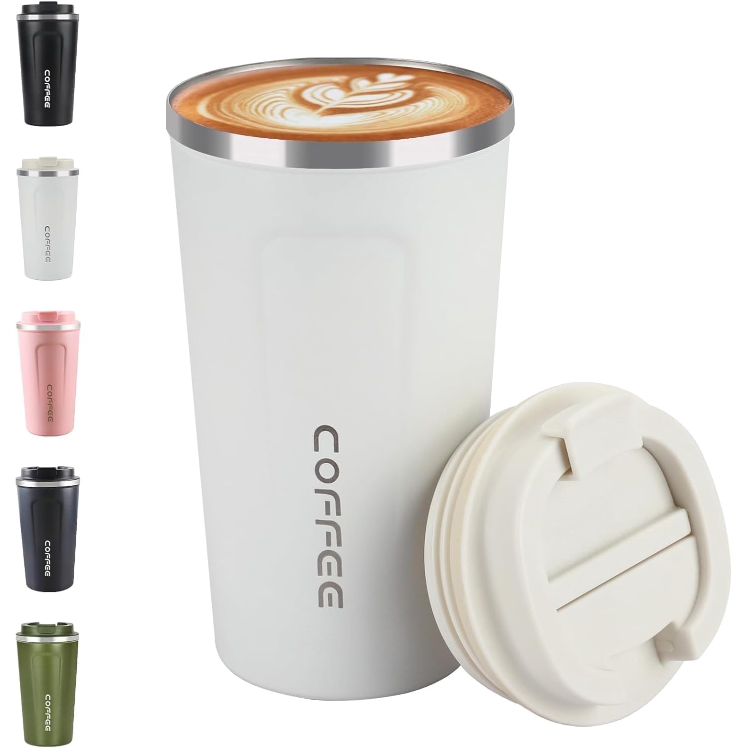 17oz Stainless Steel Vacuum Insulated Tumbler - Coffee Travel Mug Spill ...