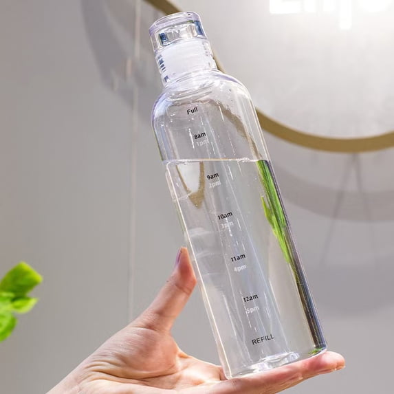 17oz Water Bottle with Time Markers, Leak-Proof Plastic Bottle with ...