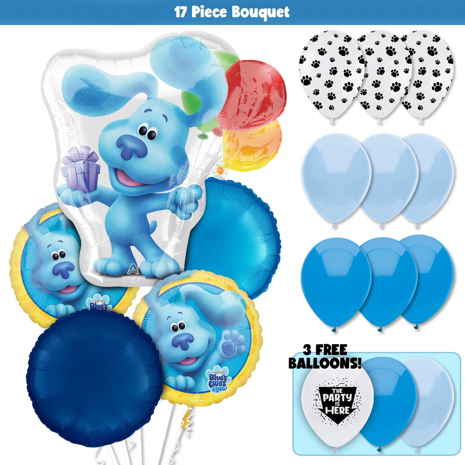 17pc Blue's Clues Deluxe Balloon Bouquet - Quality Party Birthday ...