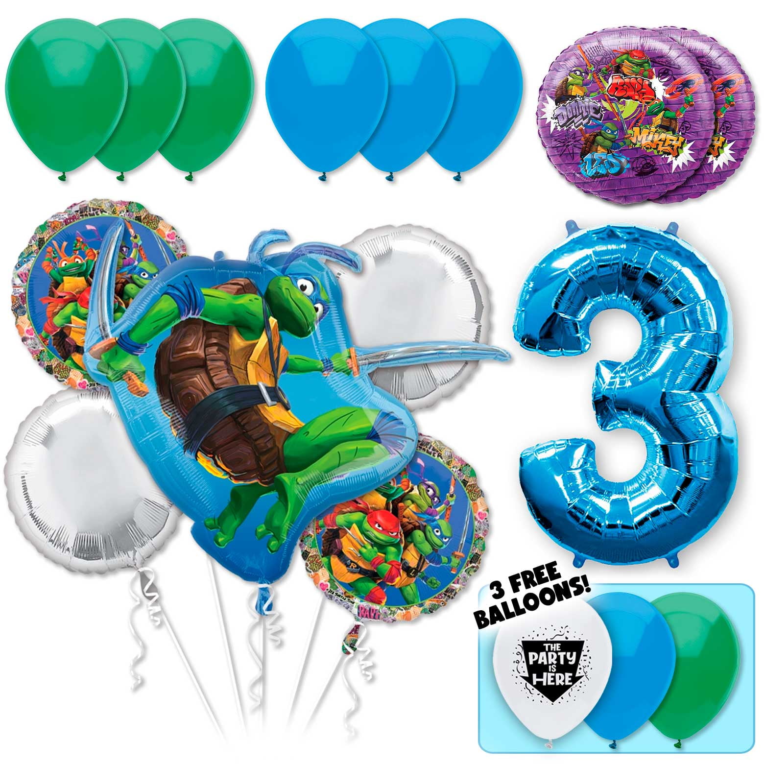 17pc TMNT Balloons Teenage Mutant Ninja Turtles Deluxe Balloon Bouquet ...