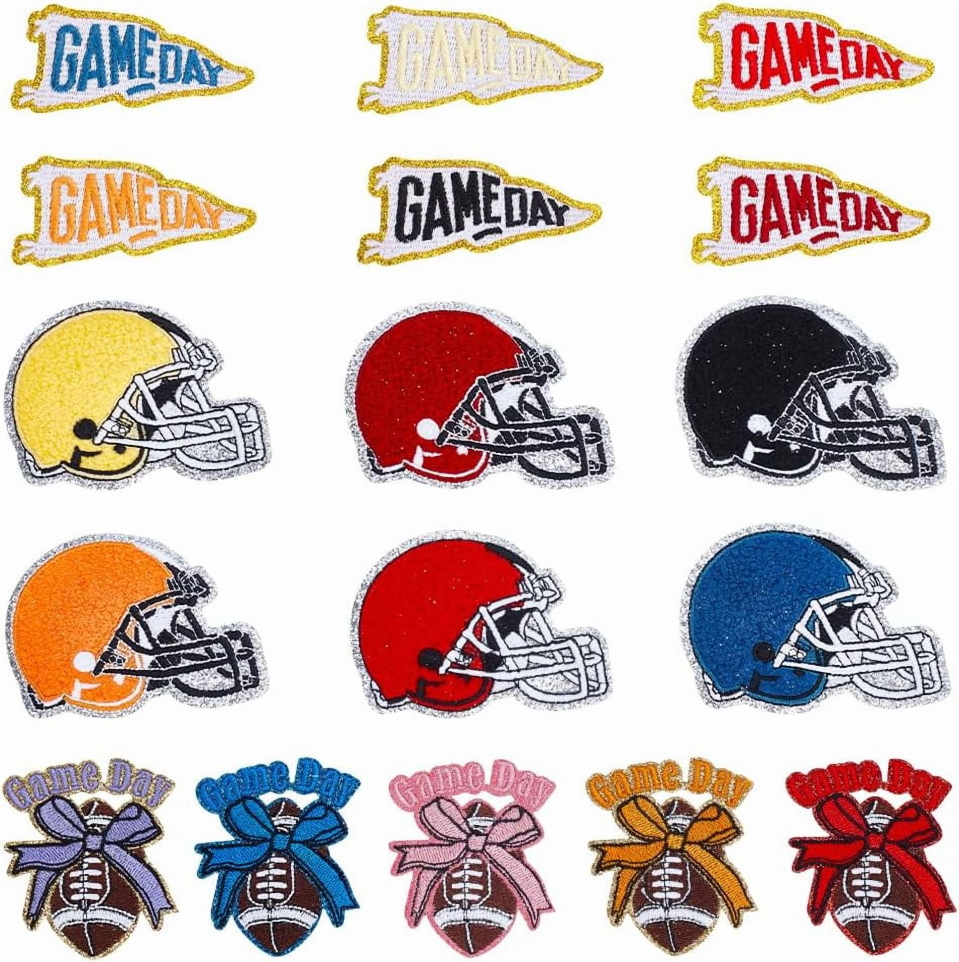 17pcs 3 Styles Game Day Embroidered Iron-On Patches Football Helmets ...