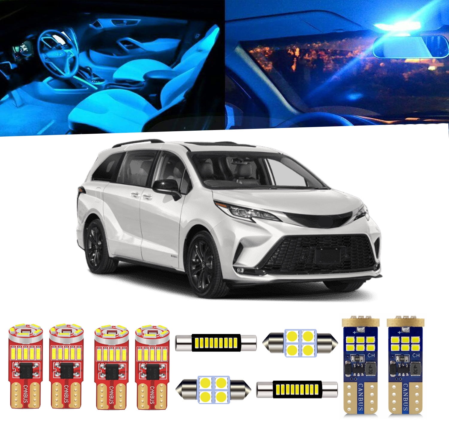 17pcs For Sienna Hybrid interior LED Lights Kit for Toyota Sienna ...