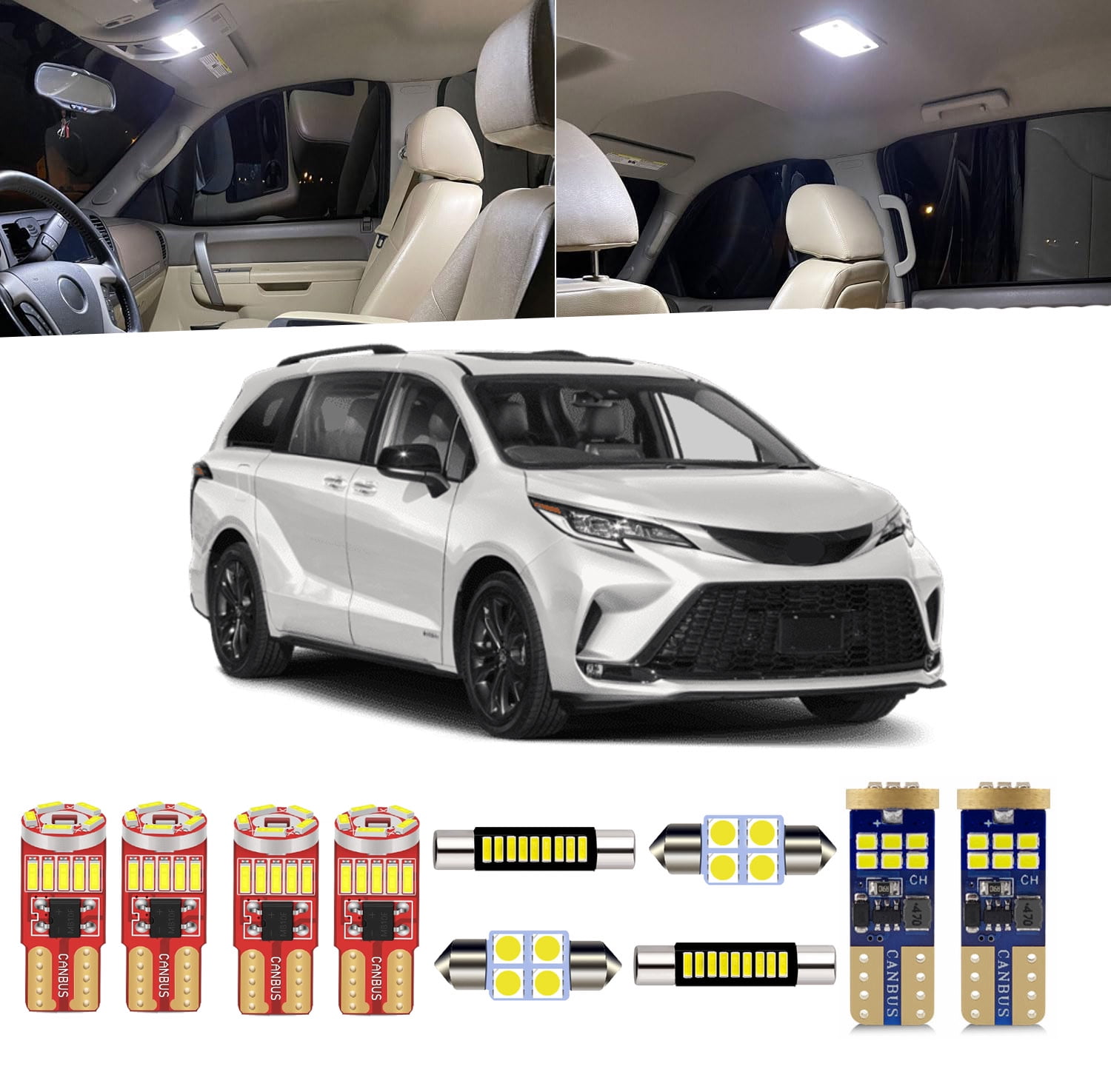 17pcs For Sienna Hybrid interior LED Lights Kit for Toyota Sienna ...