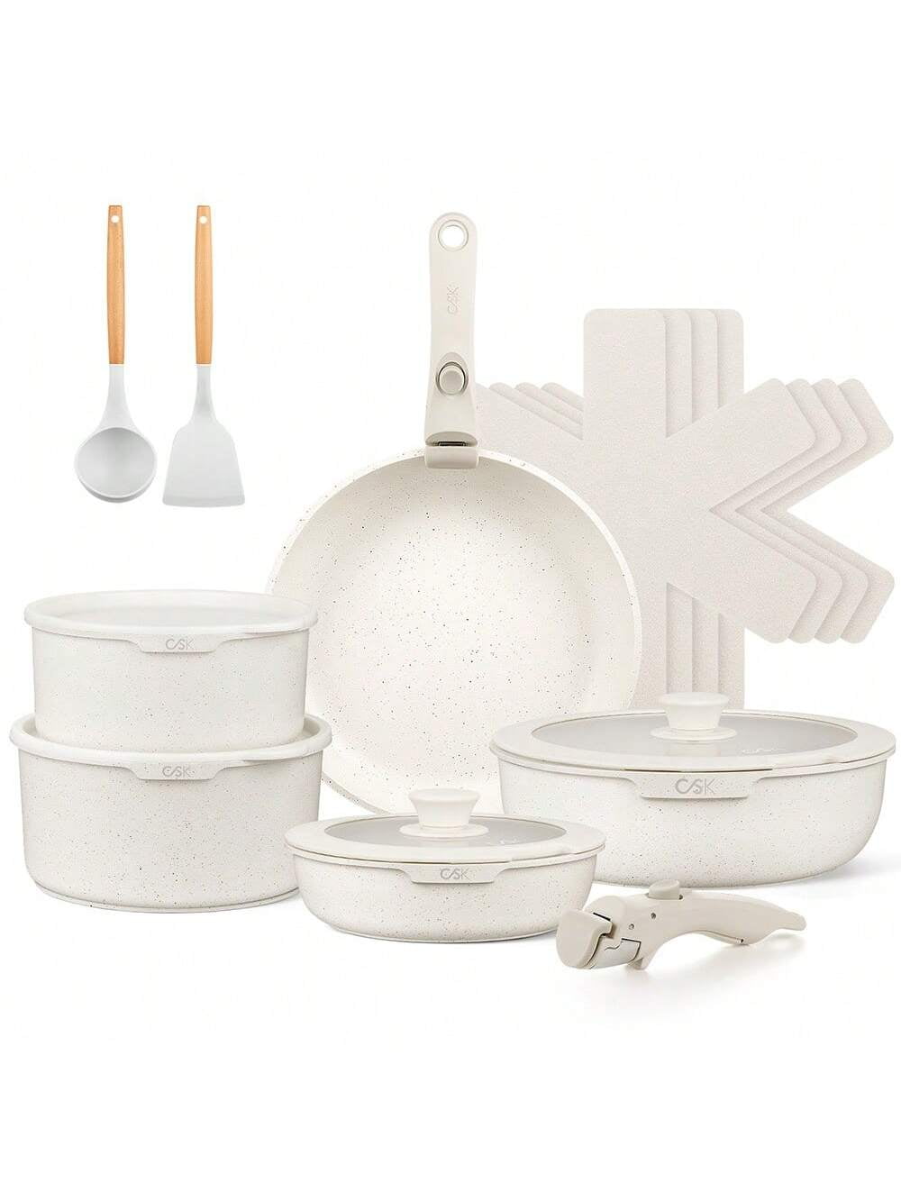 17pcs Pots And Pans Set With Detachable Handle, Nonstick Cookware Set ...