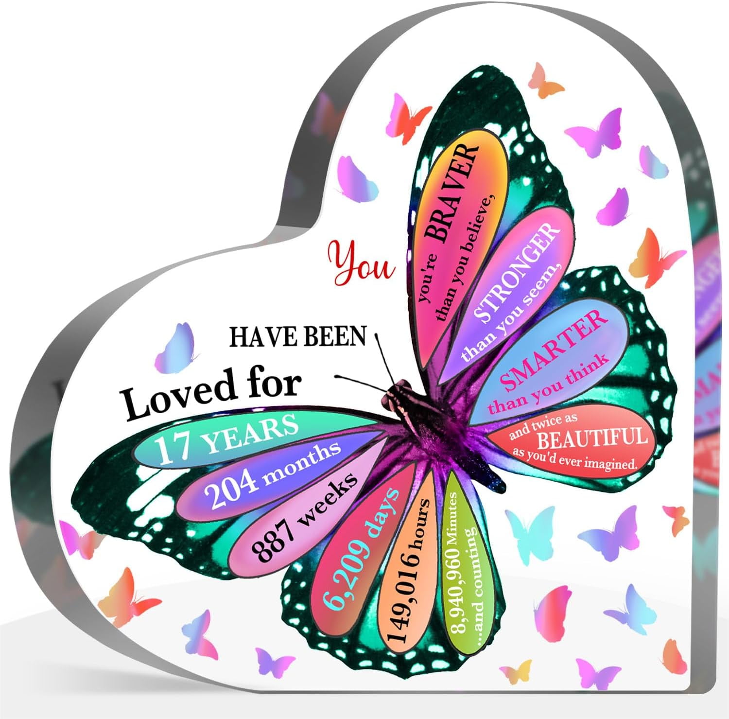 17th Birthday Acrylic Sign, 4x4 inch Butterfly Birthday Sign, Heart ...