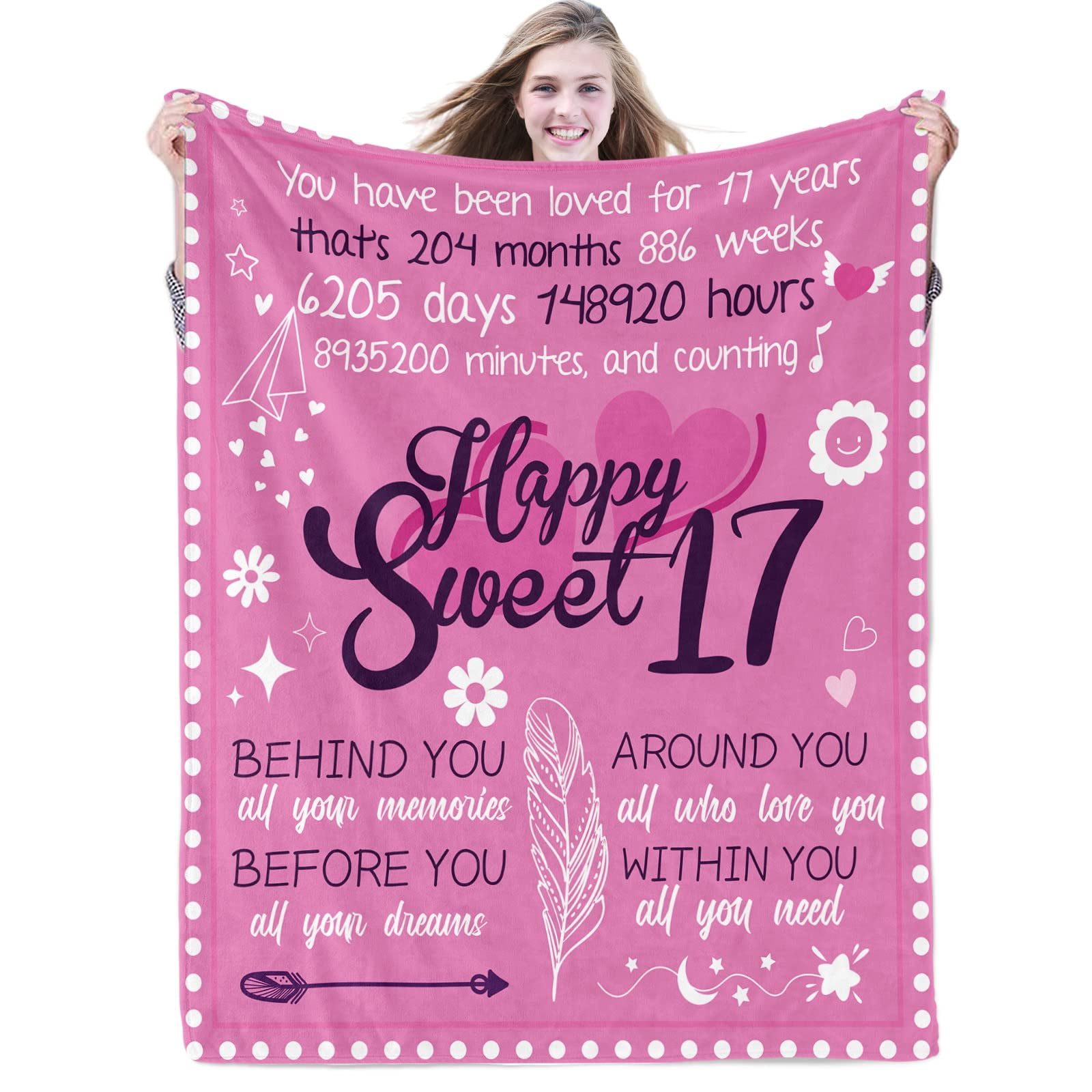 17th Birthday Gifts for Girls Happy Sweet 17 Blanket Gifts 17 Year Old ...