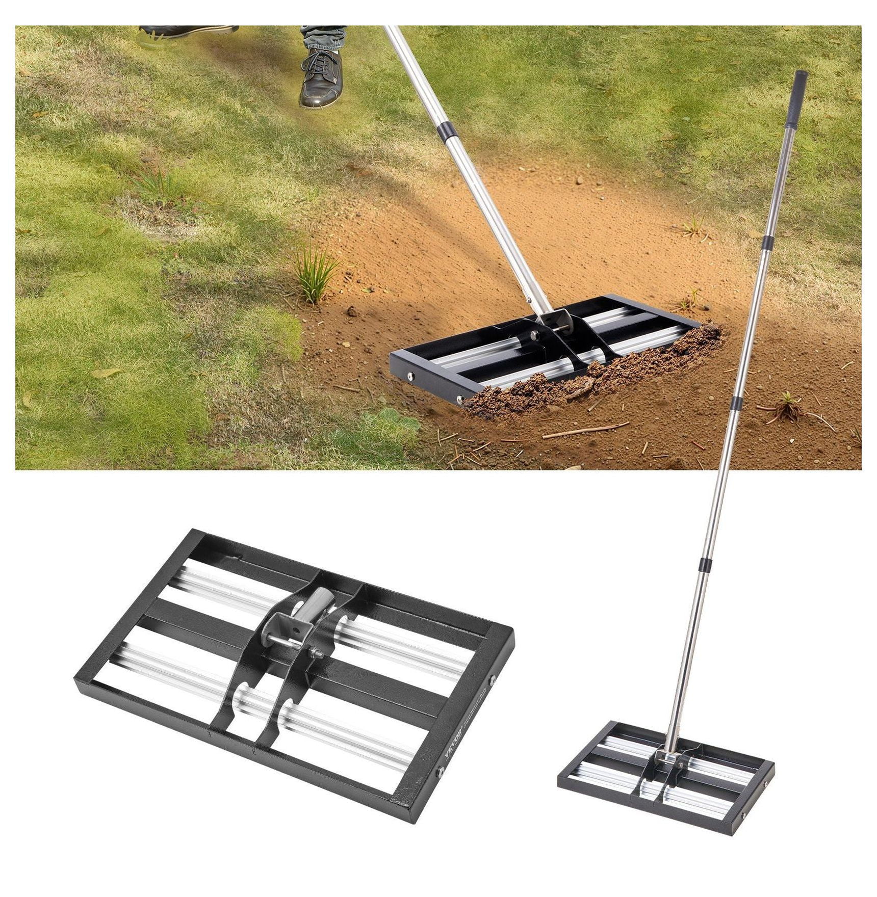 17x10in Lawn Leveling Rake with 63.4 in Adjustable Handle for Yard ...