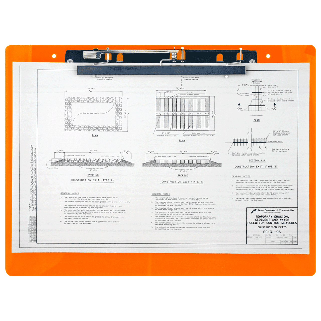 17x11 Clipboard Acrylic Panel Featuring an 11" Hinge Clip Orange ...