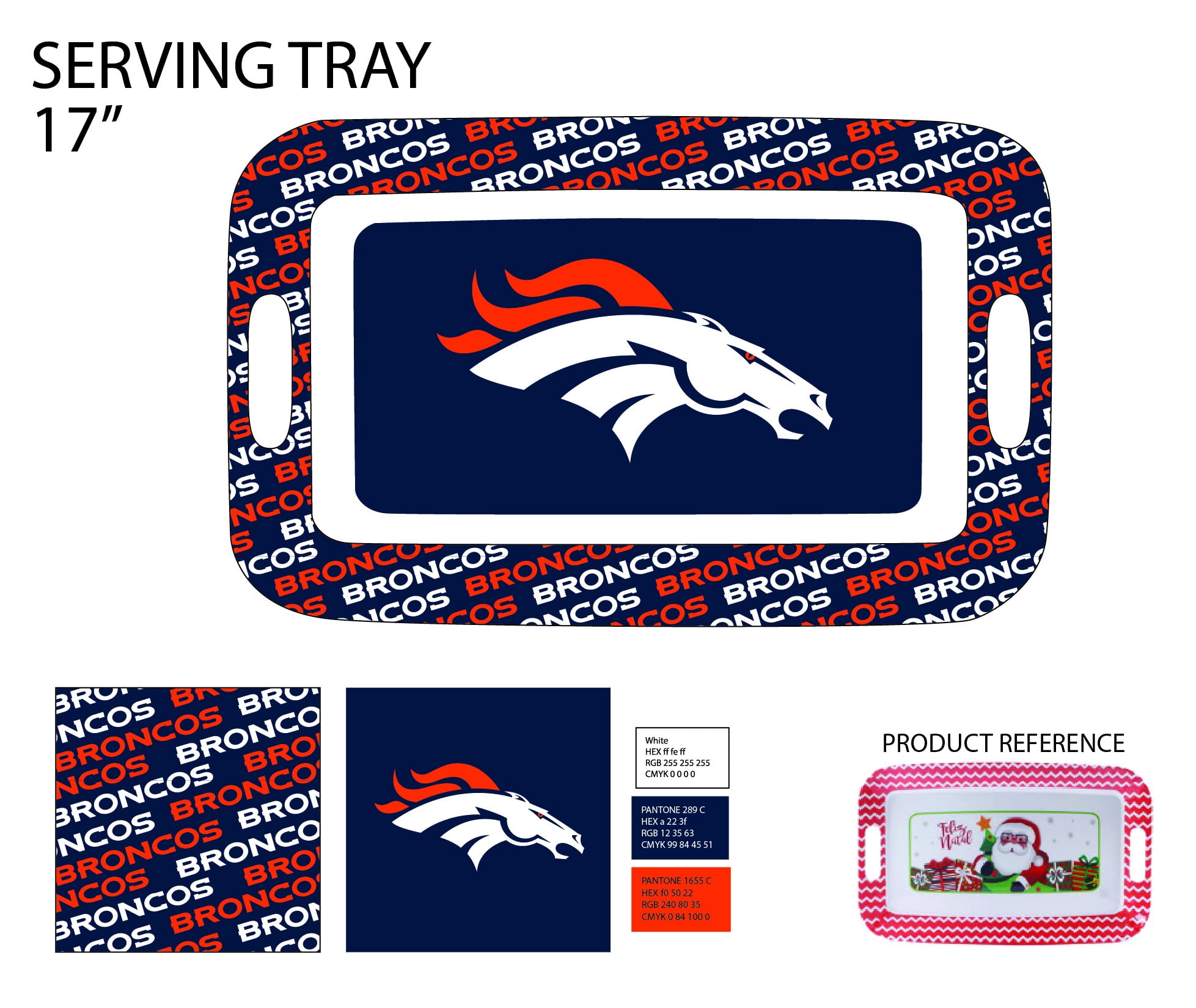 17x11 Inch Melamine Serving Tray with Handles and Team Logo Print ...