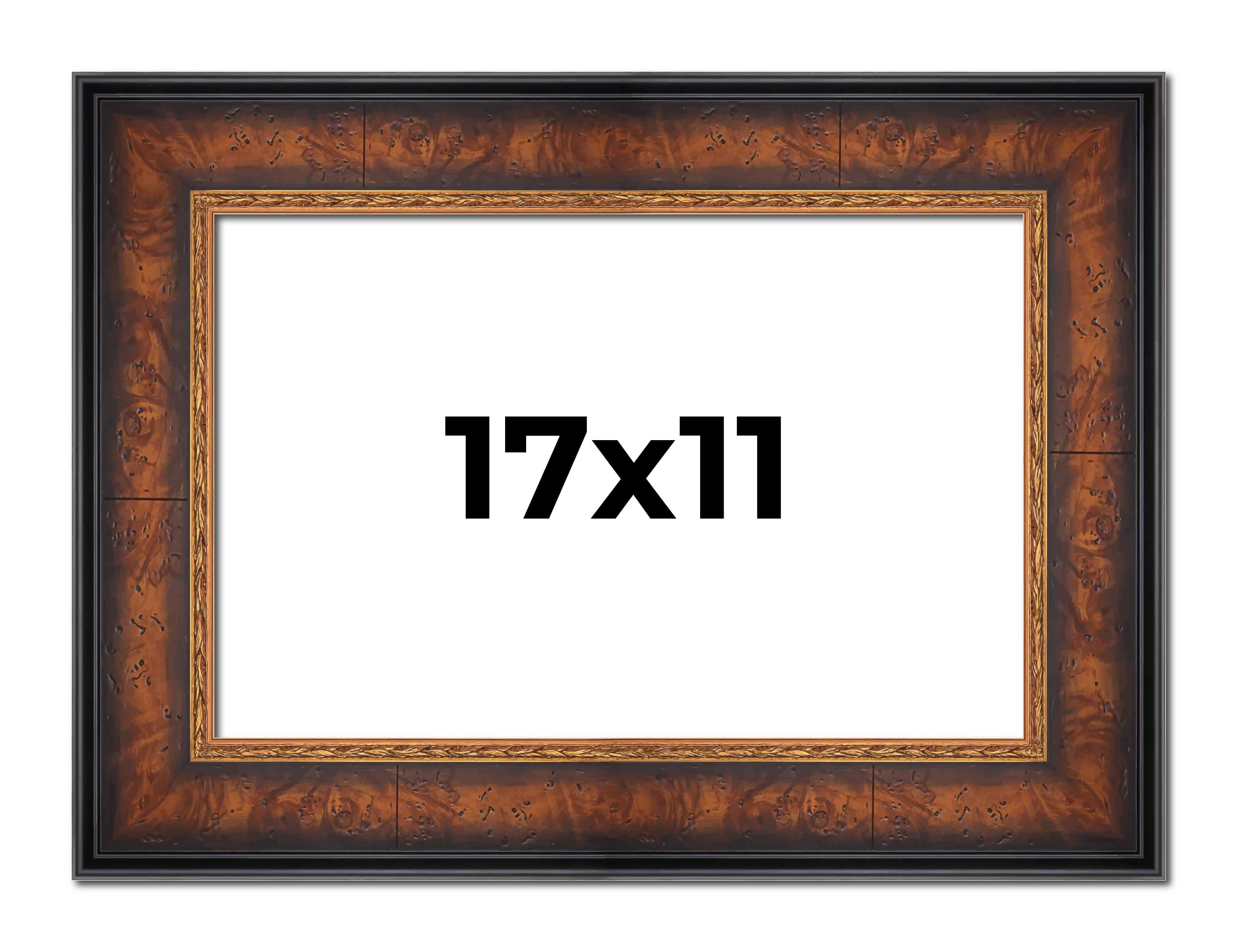 17x11 Frame Brown Walnut Gold Ornate Trim Solid Wood Plein Air Picture ...