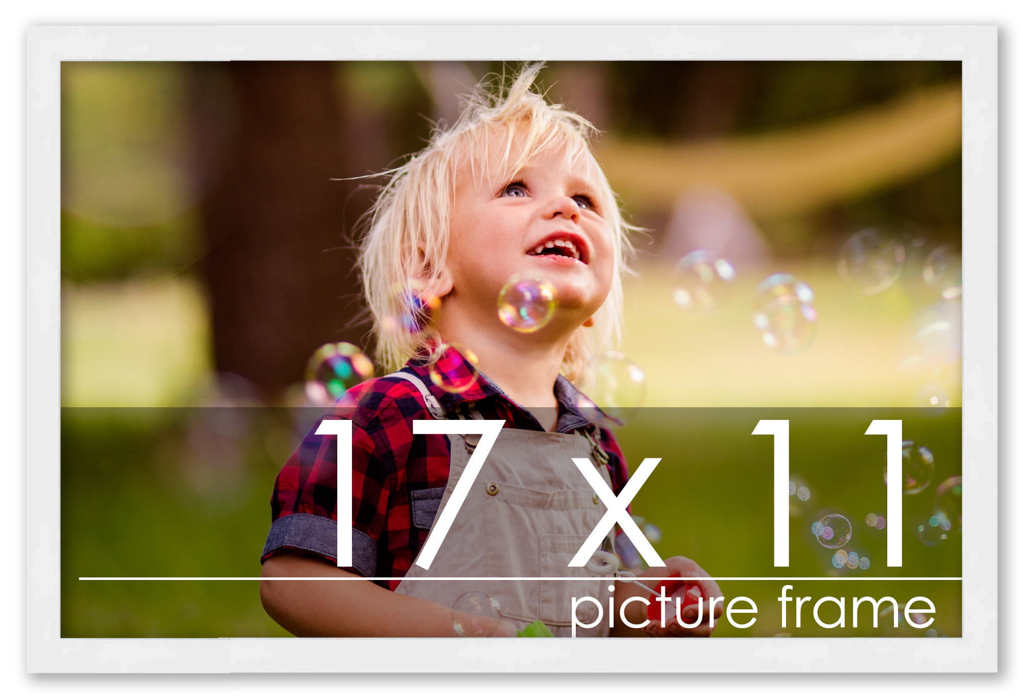 17x11 White Wood Picture Frame - UV Acrylic, Foam Board Backing ...