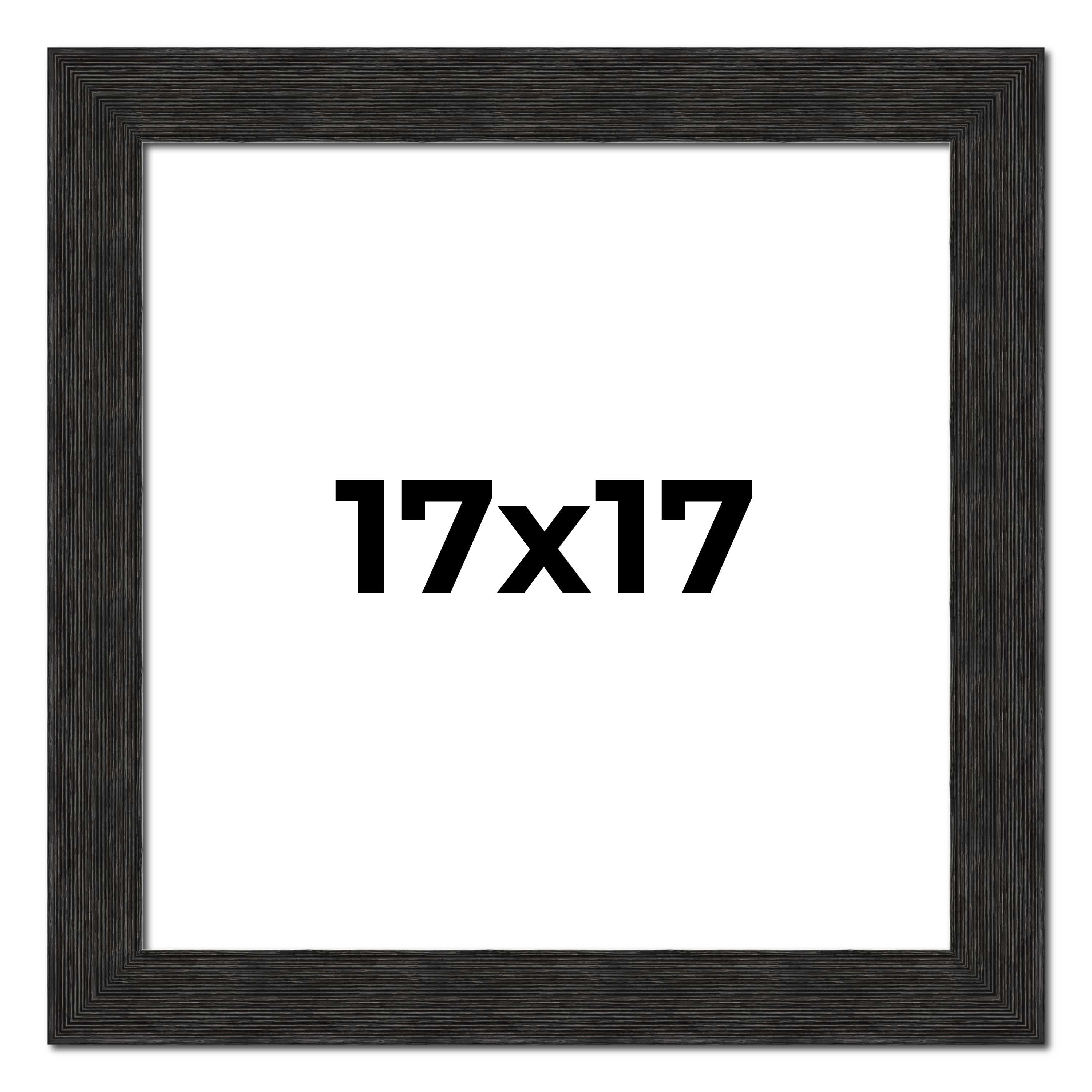 17x17 Distressed/Aged Black Complete Wood Square Picture Frame with UV ...