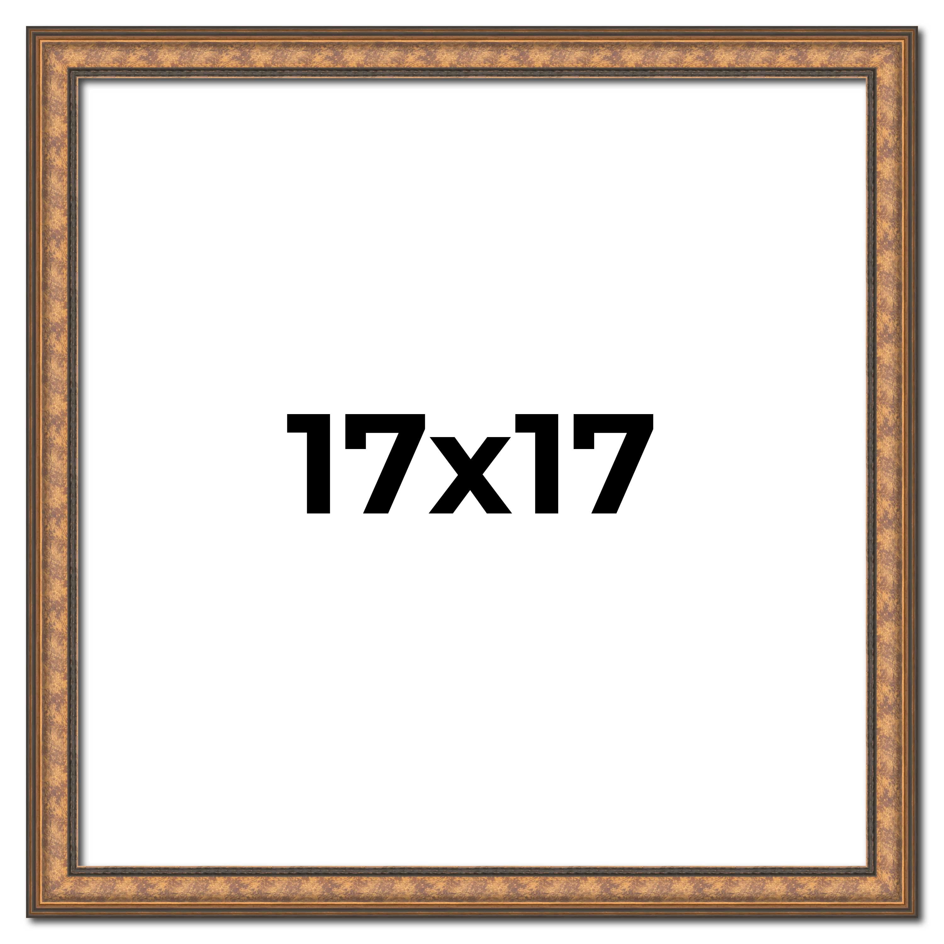 17x17 Frame Gold Real Wood Picture Frame Width 1.25 Inches Interior ...