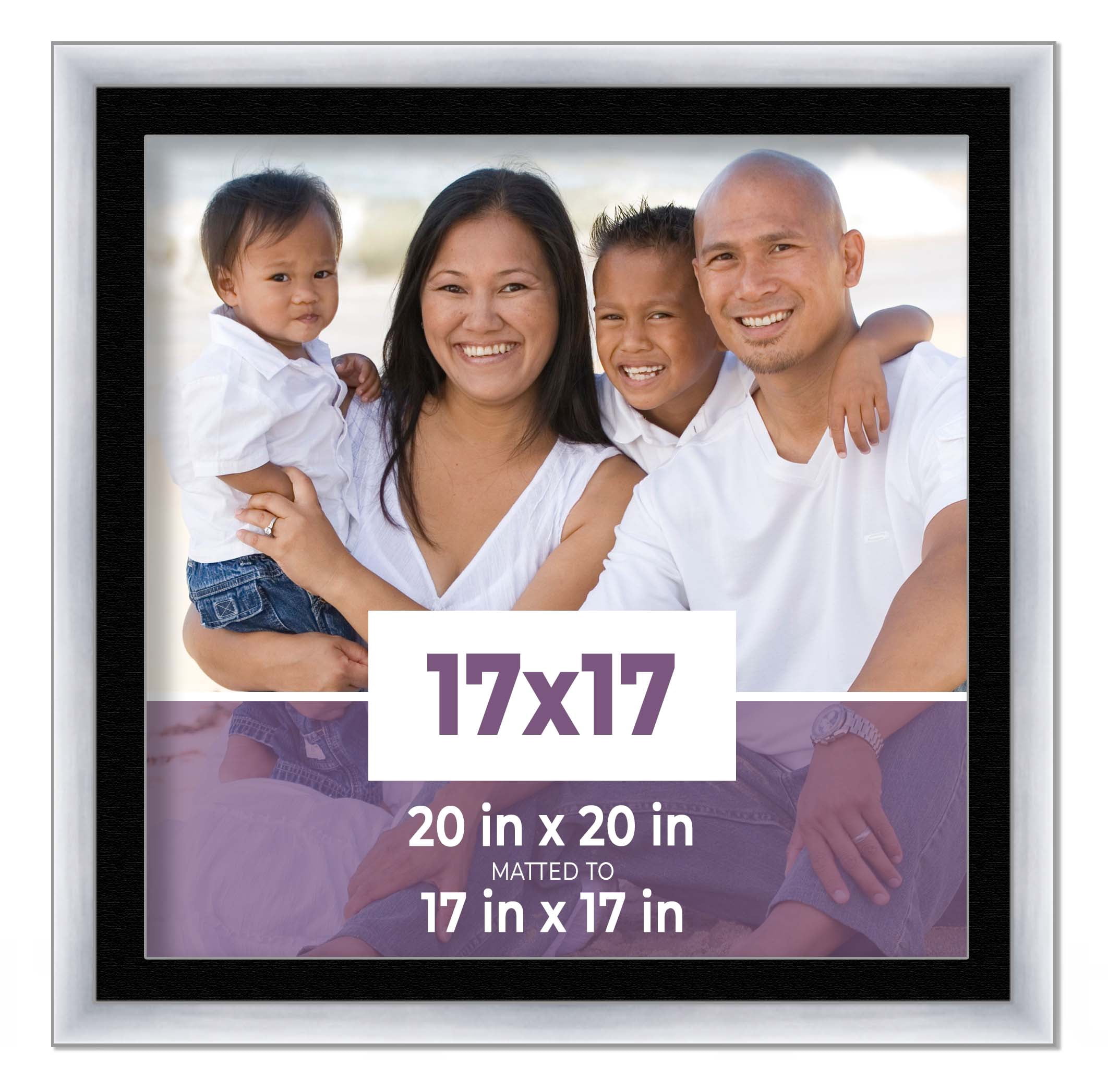17x17 Frame Silver With Black Picture Mat For 17x17 Photo - Silver ...