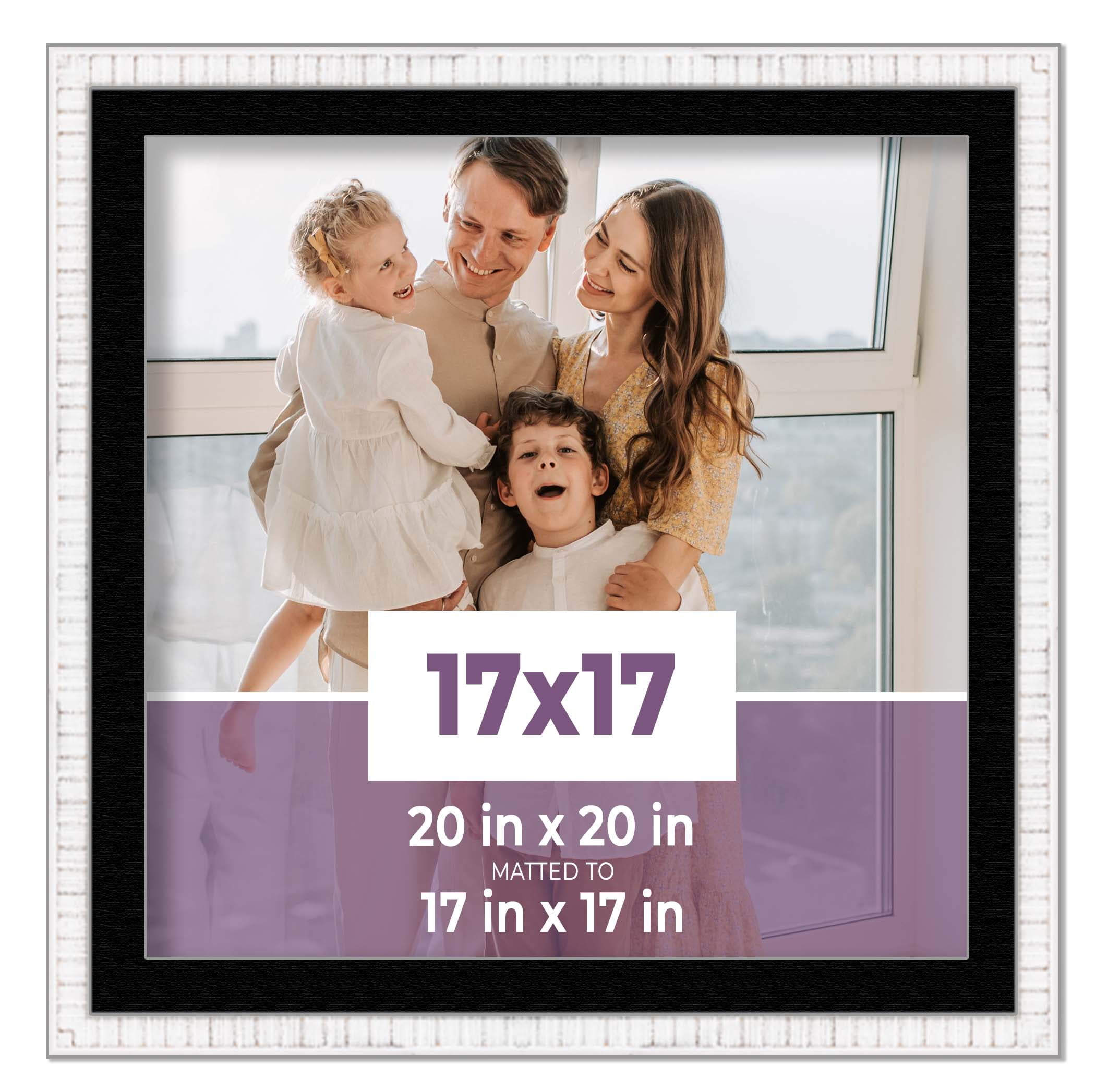 17x17 Frame White With Black Picture Mat For 17x17 Photo - White 20x20 ...