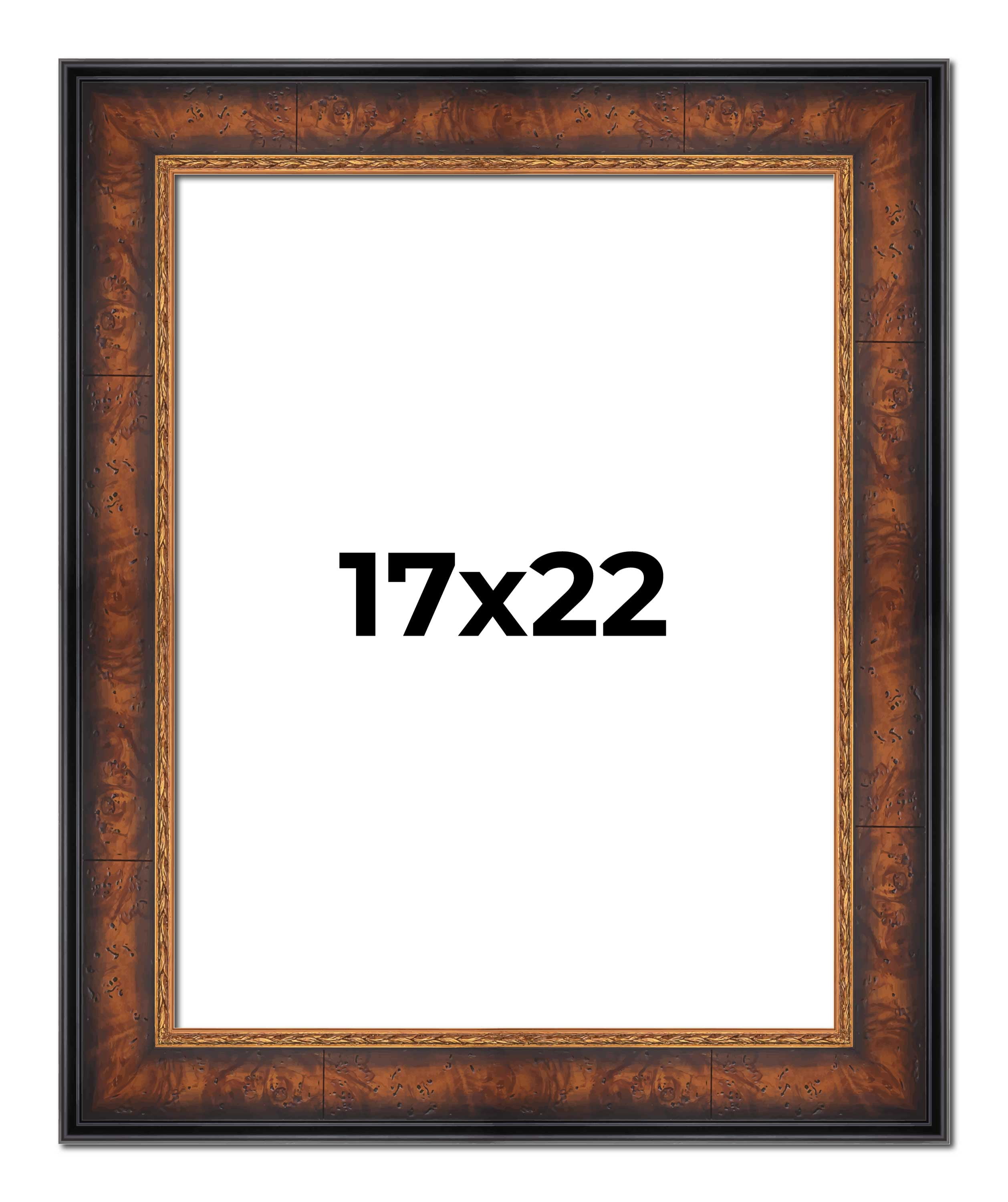 17x22 Frame Brown Walnut Gold Ornate Trim Solid Wood Plein Air Picture ...