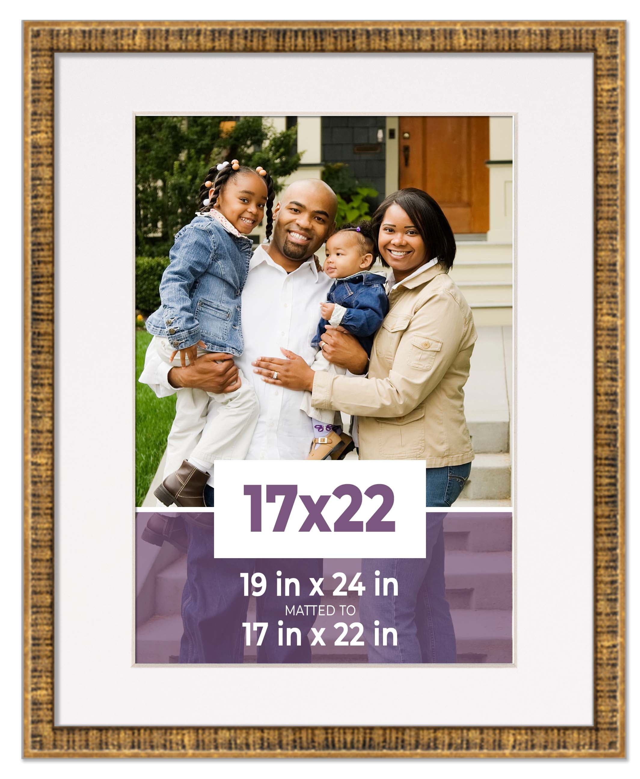 17x22 Frame Gold With White Picture Mat For 17x22 Photo - Gold 19x24 ...