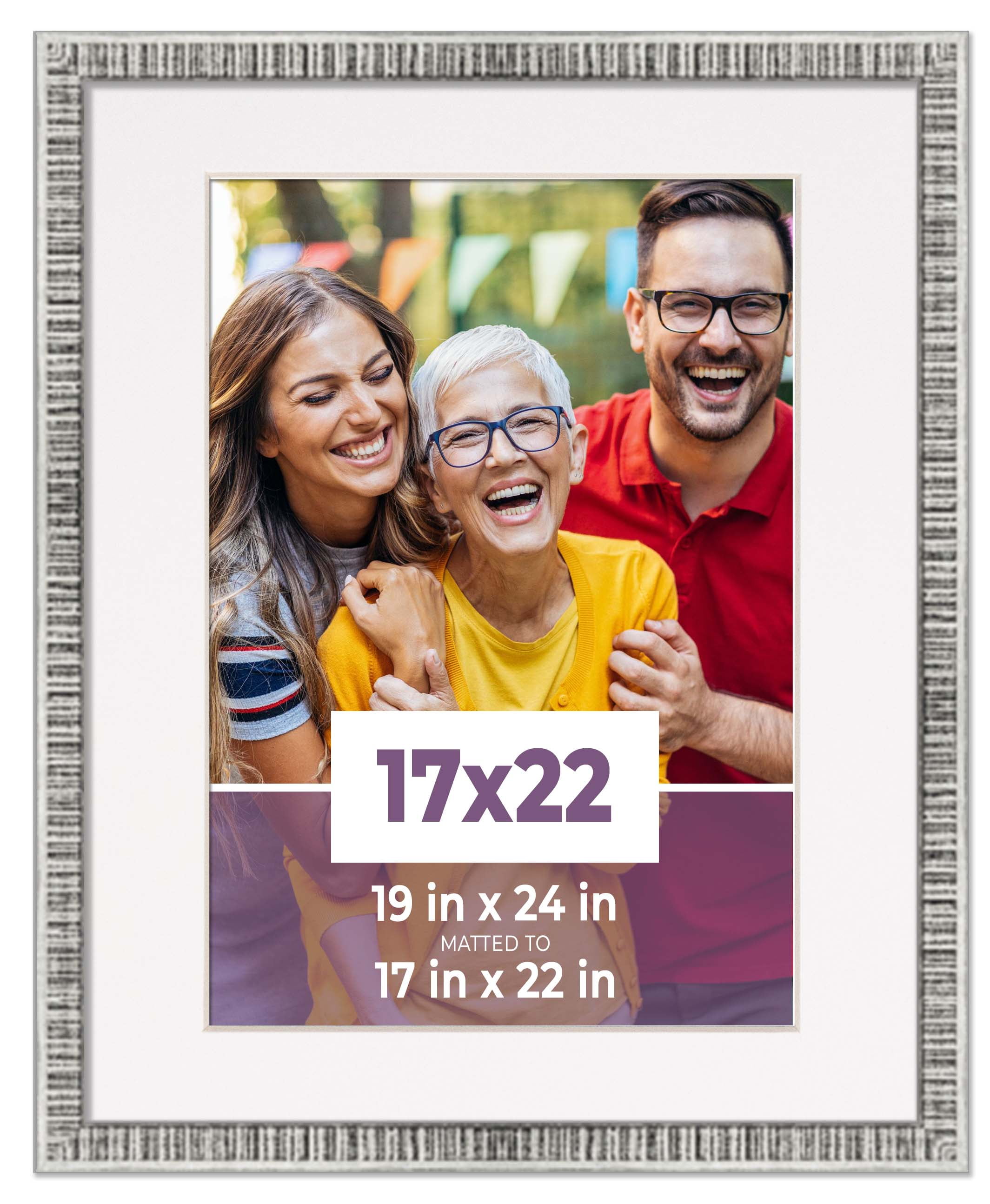 17x22 Frame Silver With White Picture Mat For 17x22 Photo - Silver ...