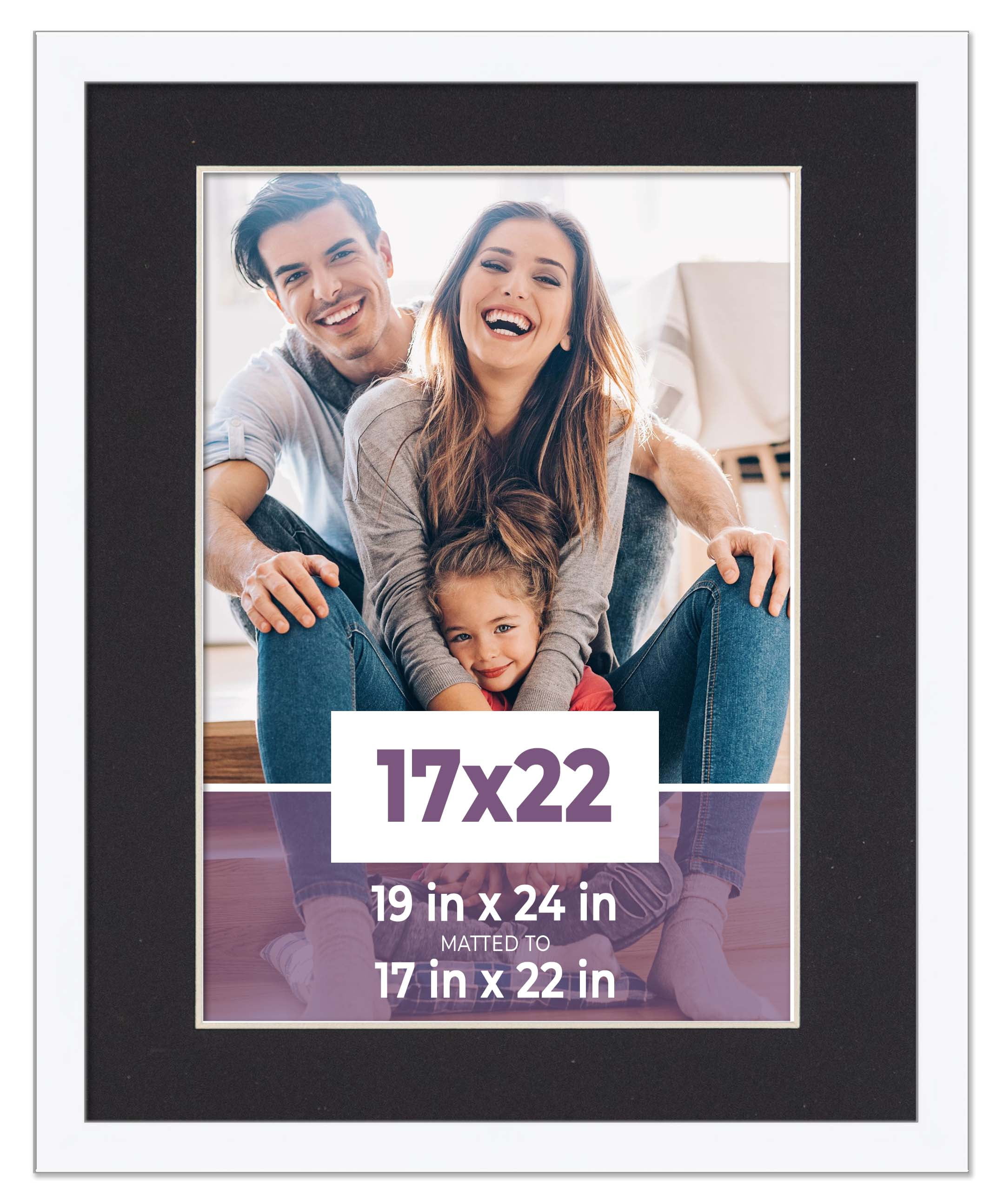 17x22 Frame White With Black Picture Mat For 17x22 Photo - White 19x24 ...