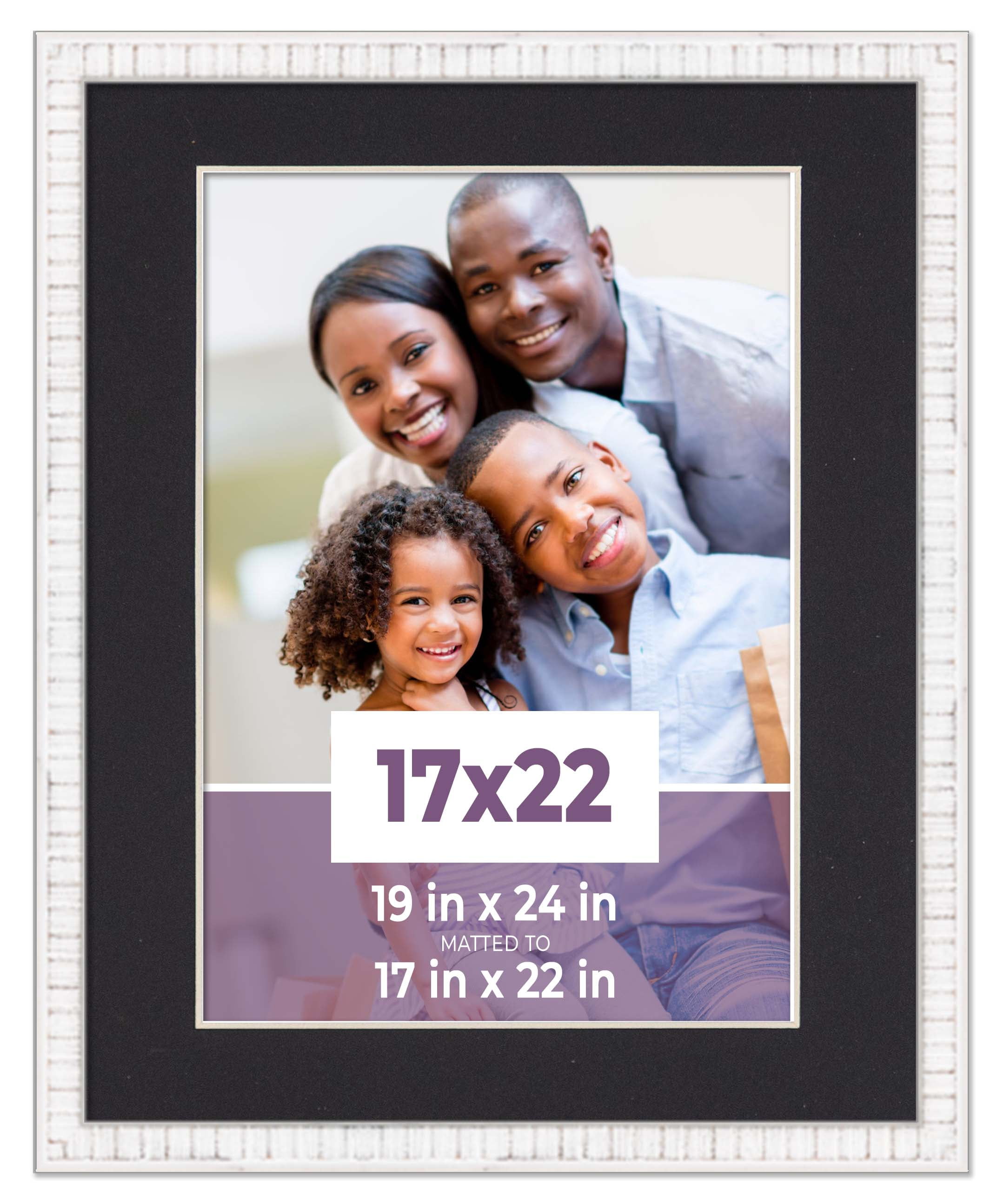 17x22 Frame White With Black Picture Mat For 17x22 Photo - White 19x24 ...