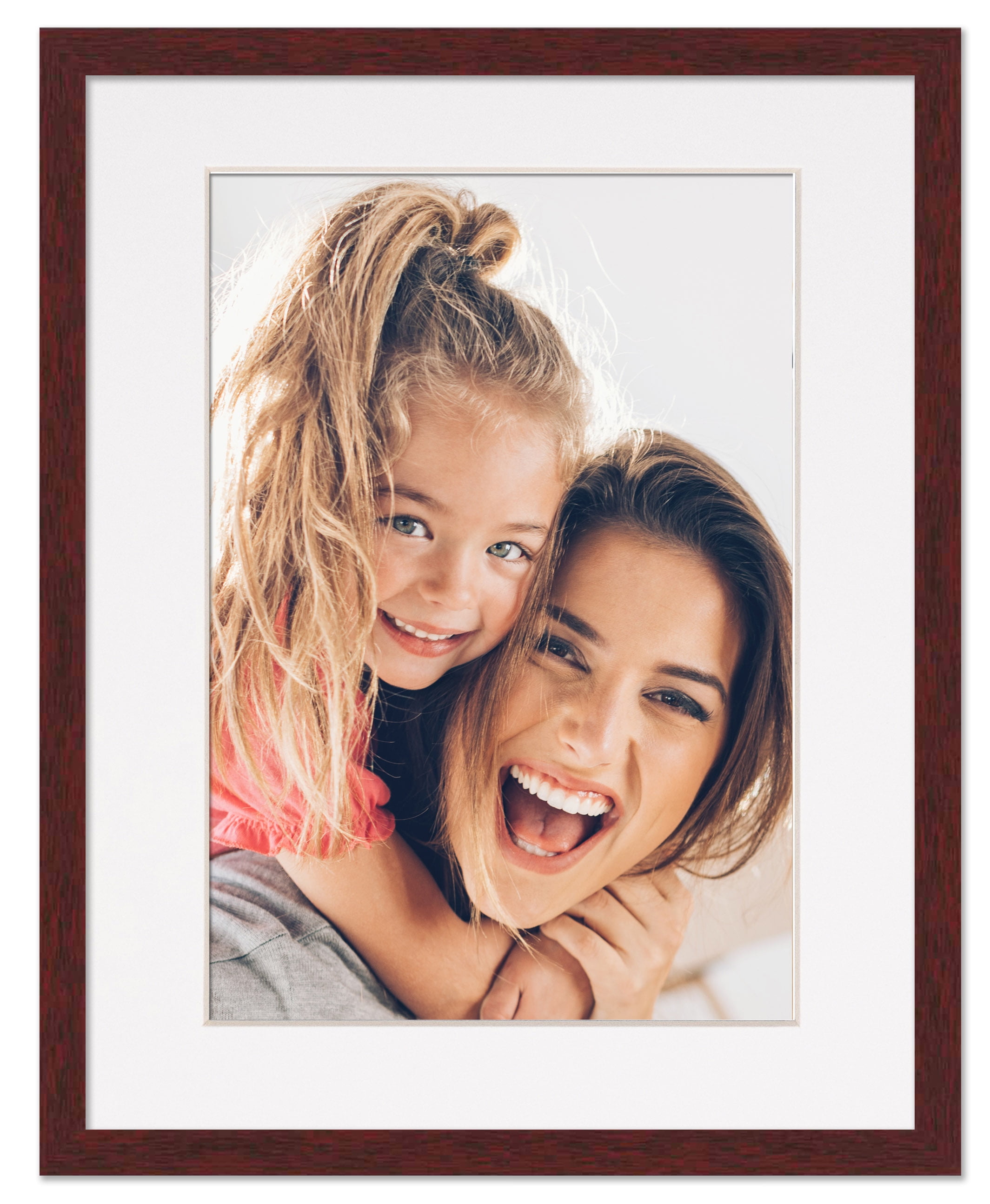 17x22 Frame with Mat - Brown 19x24 Frame Wood Made to Display Print or ...