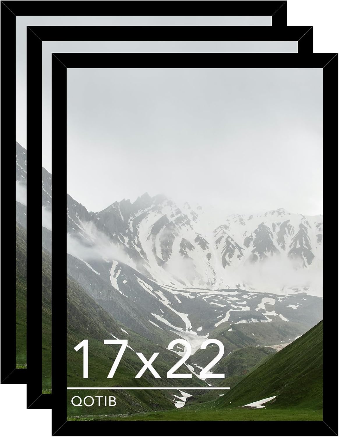 17x22 Picture Frame Black for Wall Mounting Set of 3, Horizontal and ...